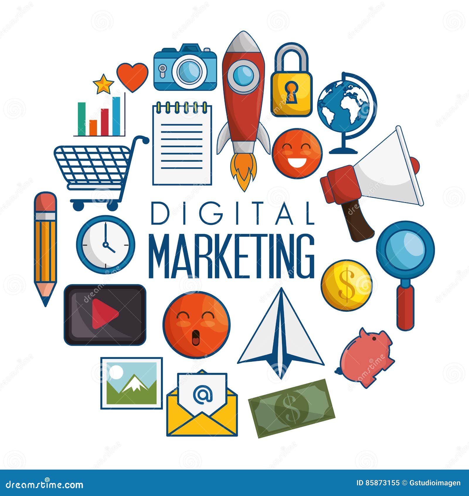 Digital Marketing Flat Icons Stock Vector - Illustration of advertising ... Digital Marketing Flat Icons Stock Vector - Illustration of advertising ...