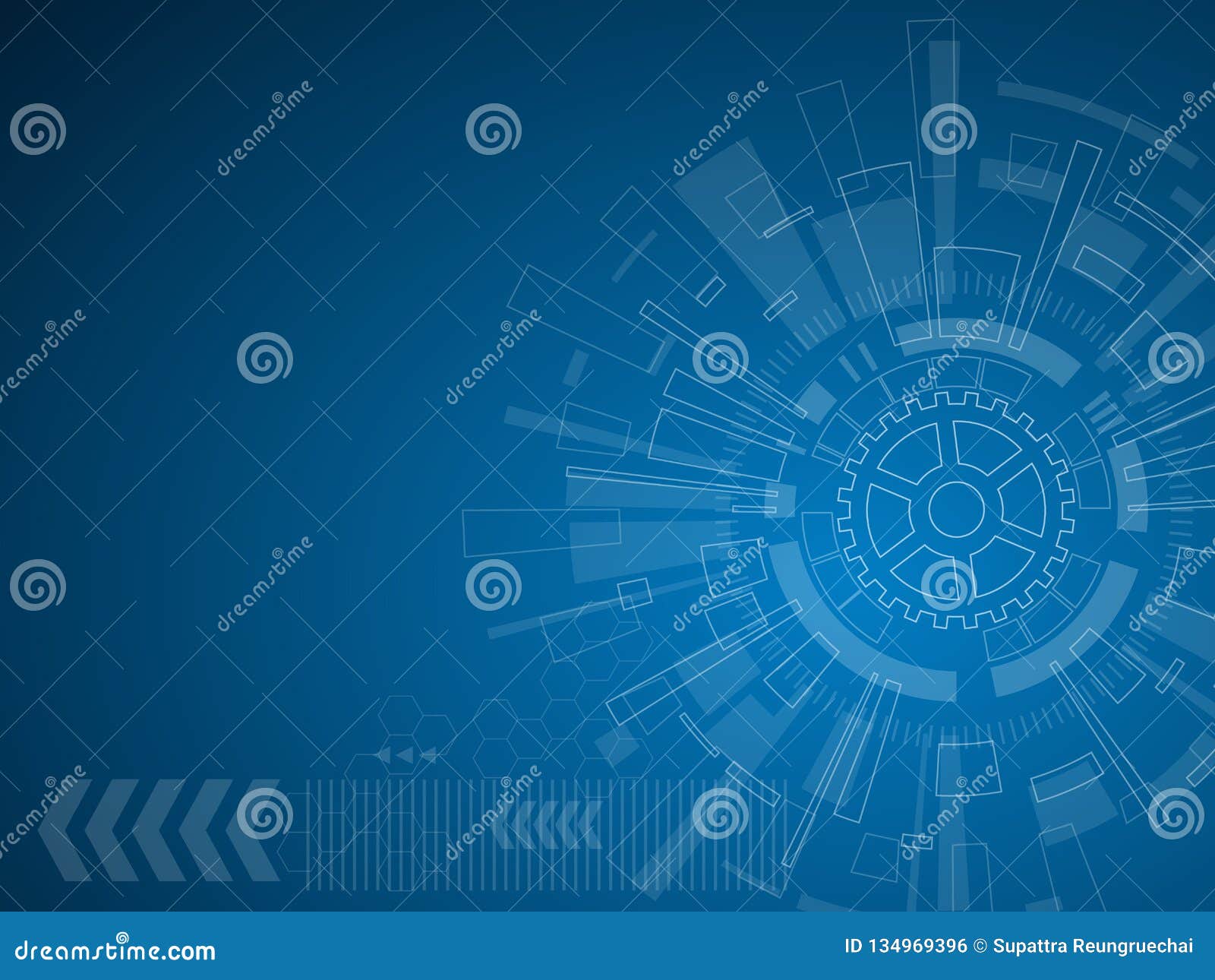 Digital Marketing with Gear Concept on Chalkboard. Vector Illustration ...