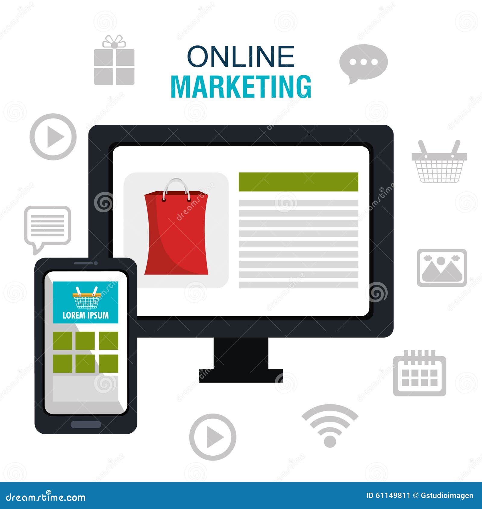 Digital Marketing Graphic Design. Stock Vector - Illustration of online ...