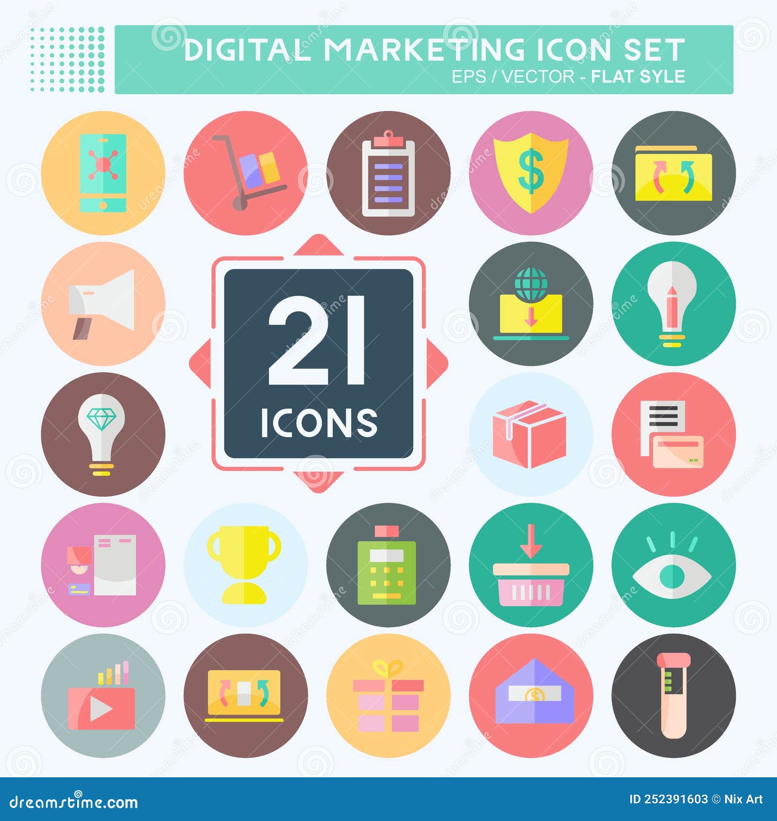 Digital Marketing Icon Set. Suitable for Web Interface Symbol. Flat ...
