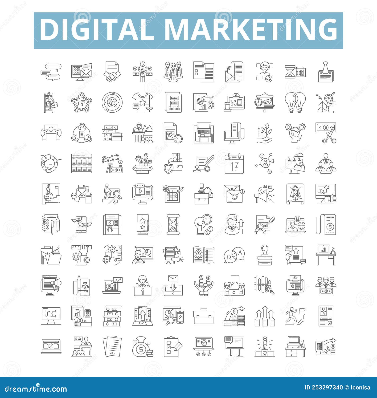 Digital Marketing Icons, Line Symbols, Web Signs, Vector Set, Isolated ... Digital Marketing Icons, Line Symbols, Web Signs, Vector Set, Isolated ...