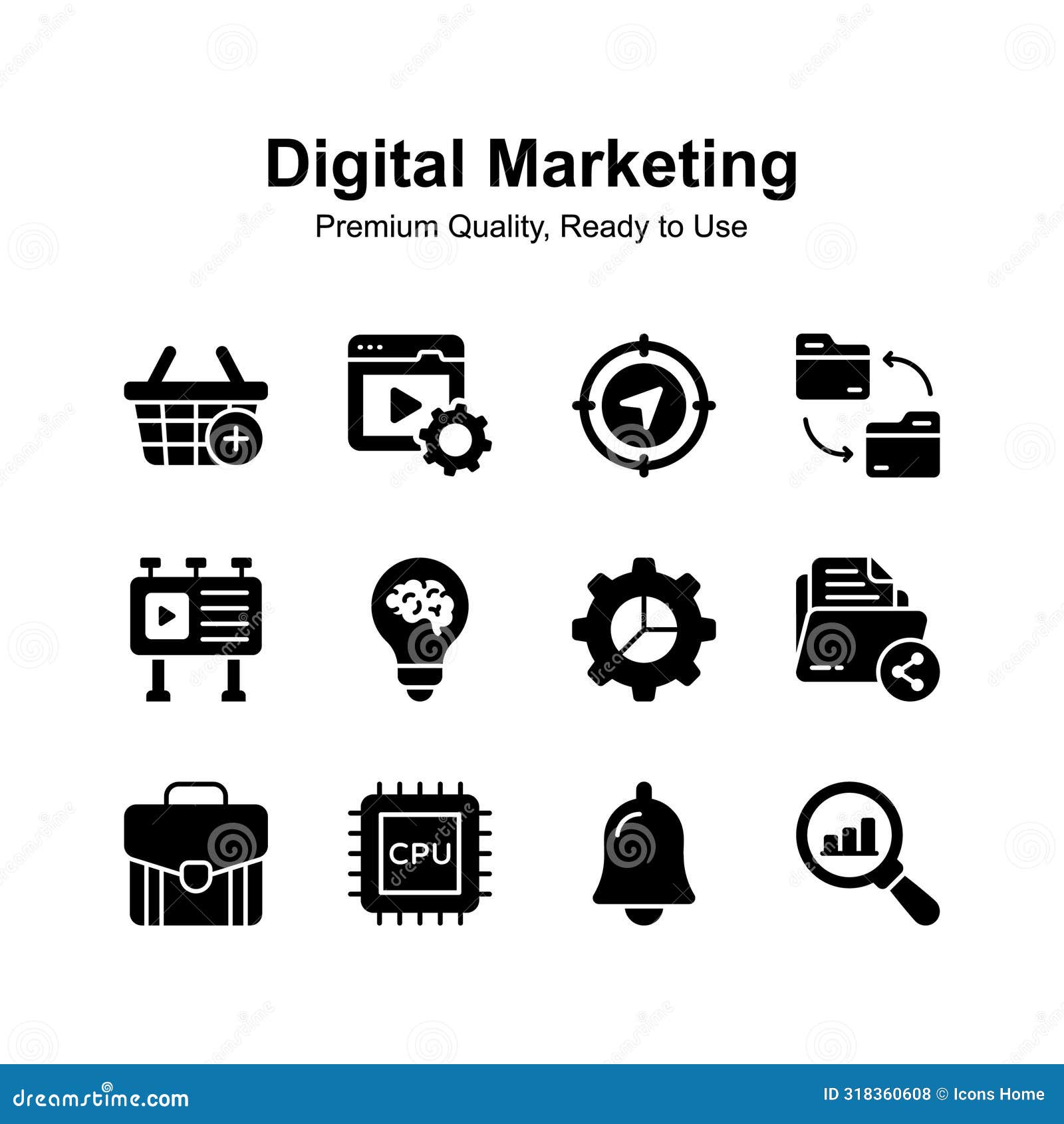 Digital Marketing Icons Set in Modern Style, Premium Vector Stock ...