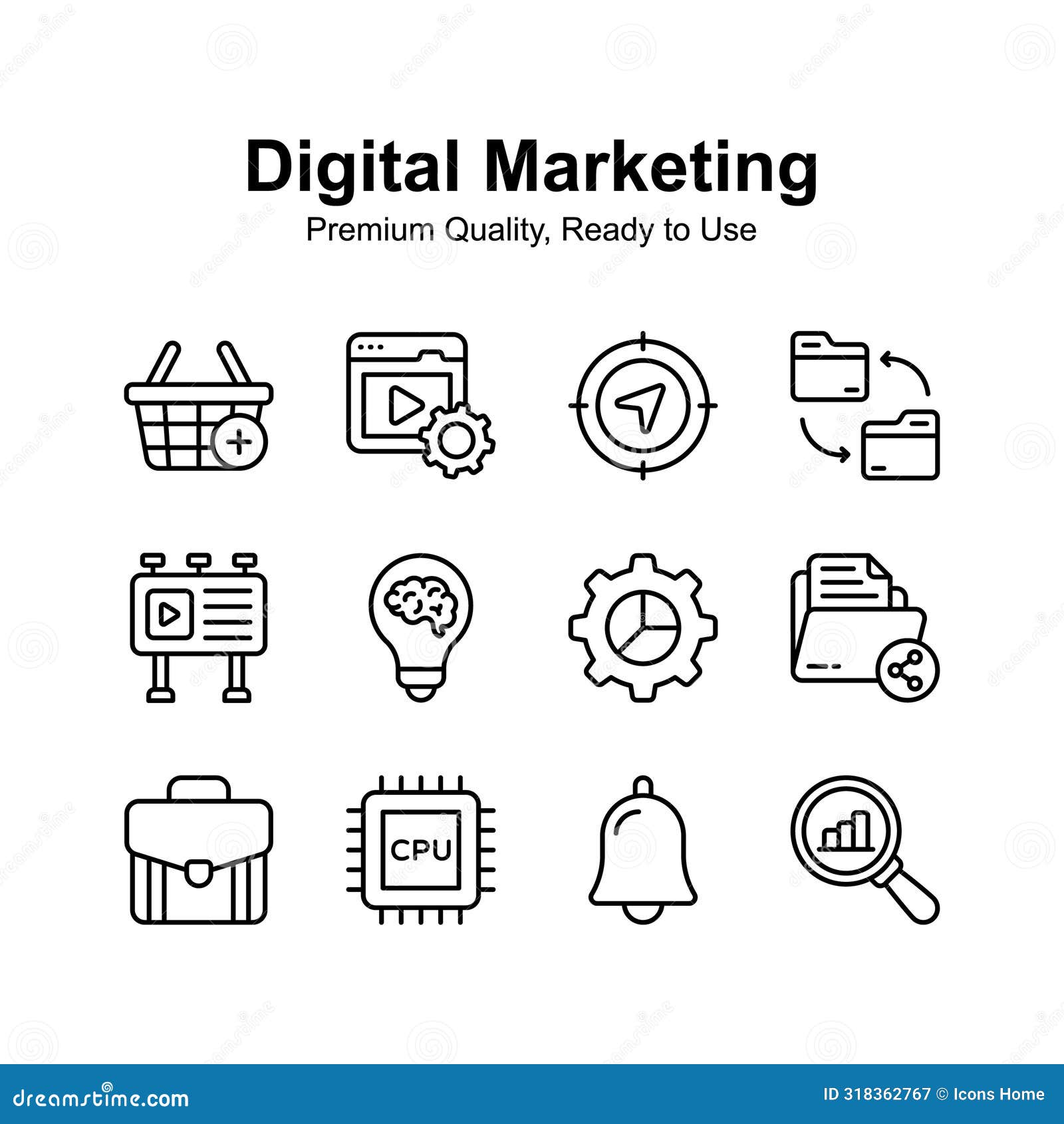 Digital Marketing Icons Set in Modern Style, Premium Vector Stock ...