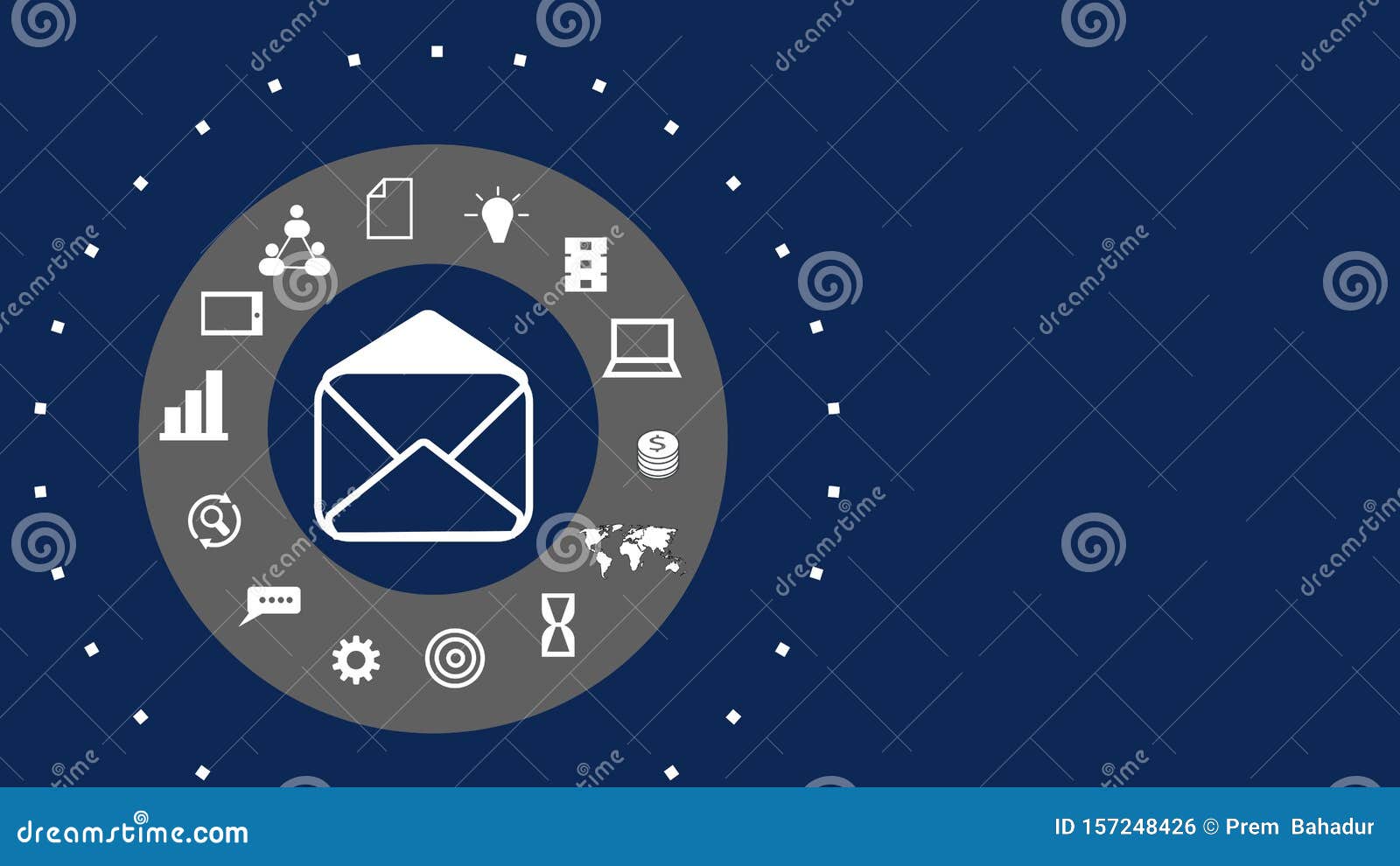 Digital Marketing Illustration Dark Blue Background Stock Illustration ...