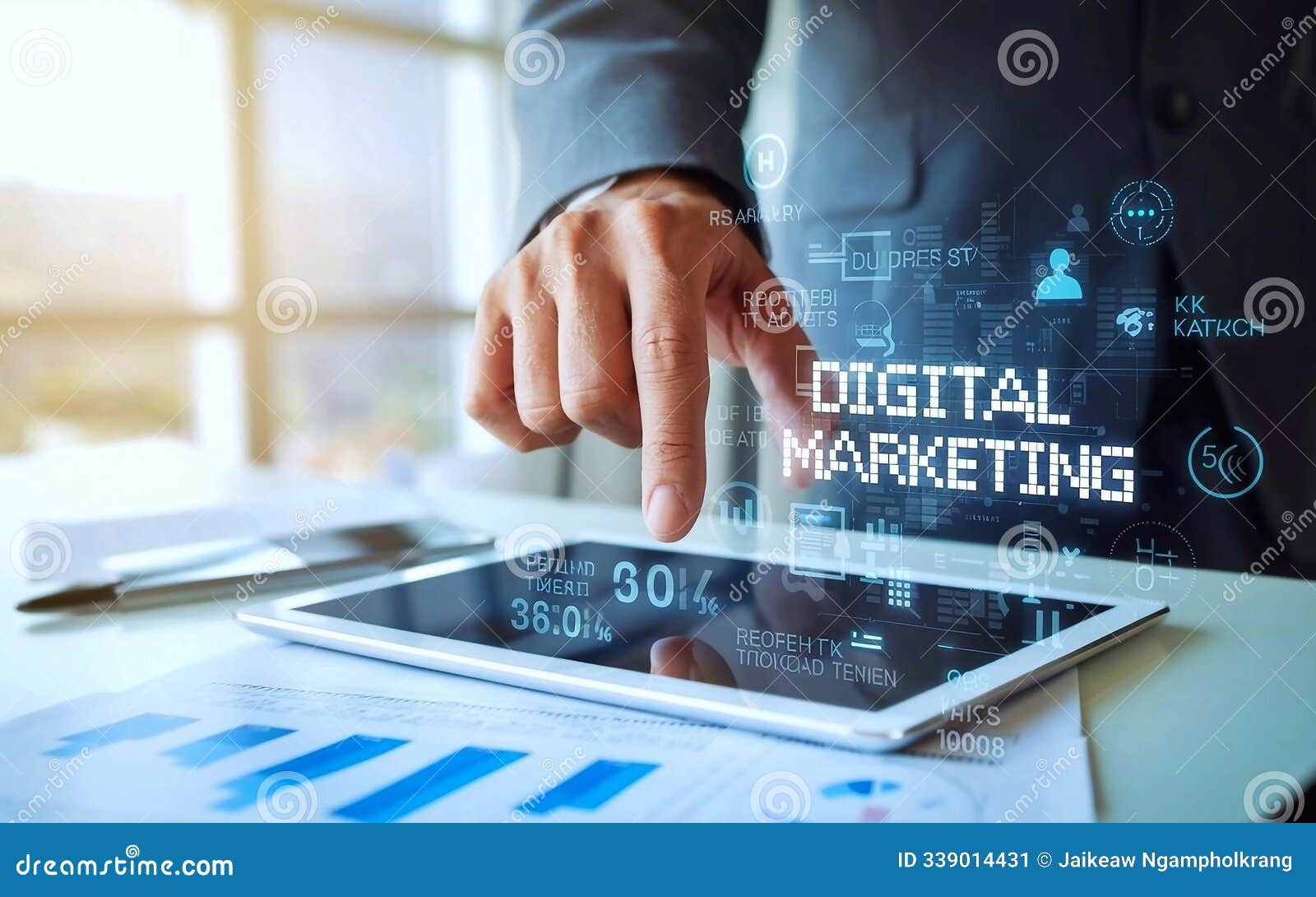 Digital Marketing. Internet and Technology Concept. Businessman Working ...