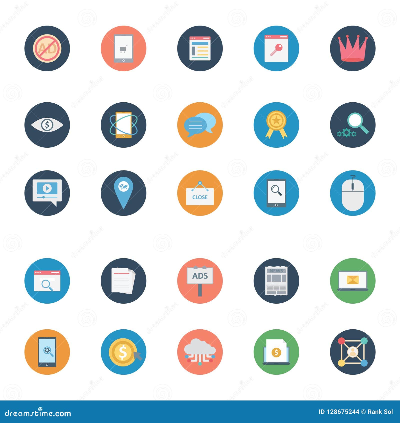 Digital Marketing Isolated Vector Icons Set Can Be Easily Modified or ...