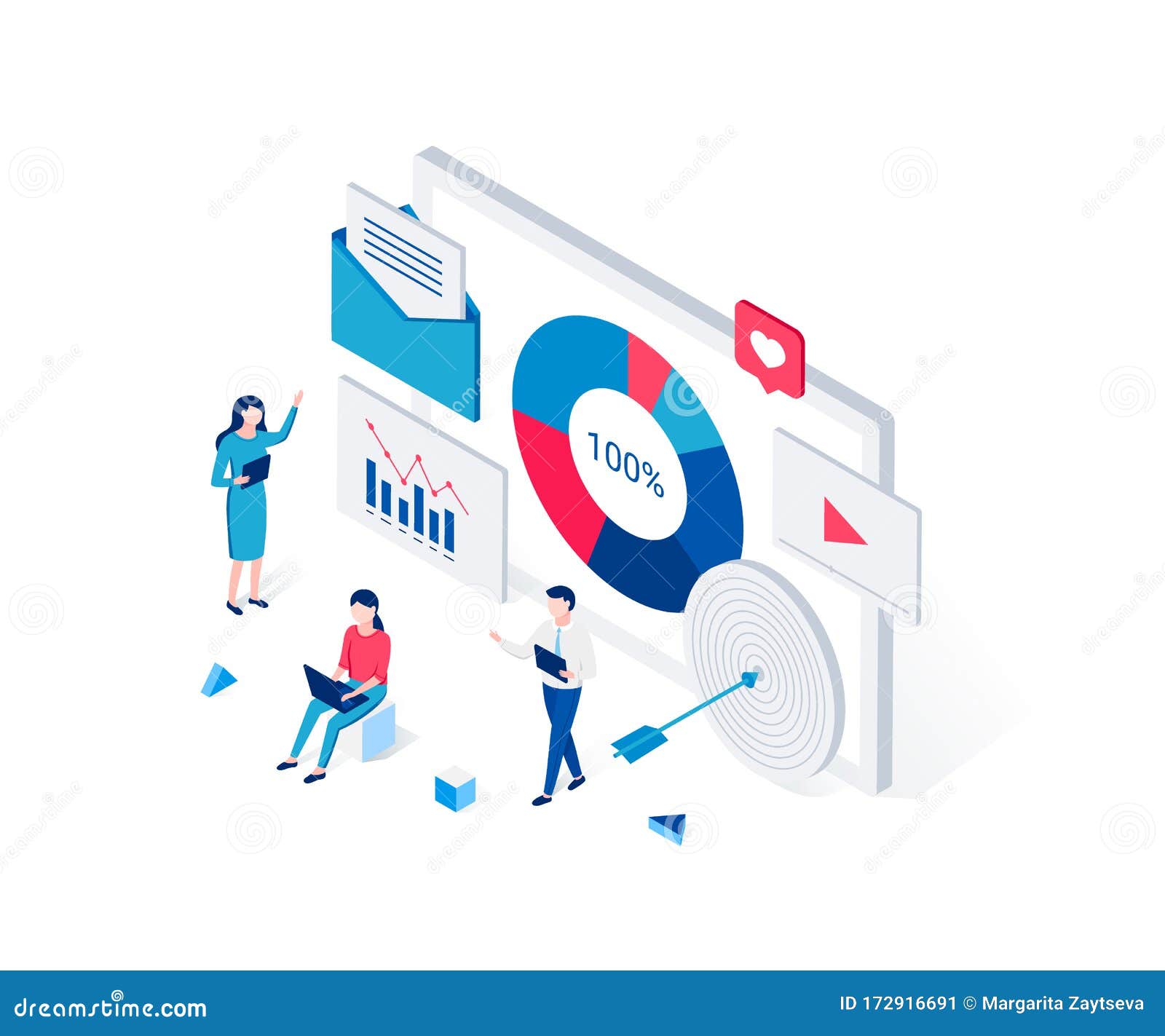 Digital Marketing Isometric Concept. Stock Vector - Illustration of ...