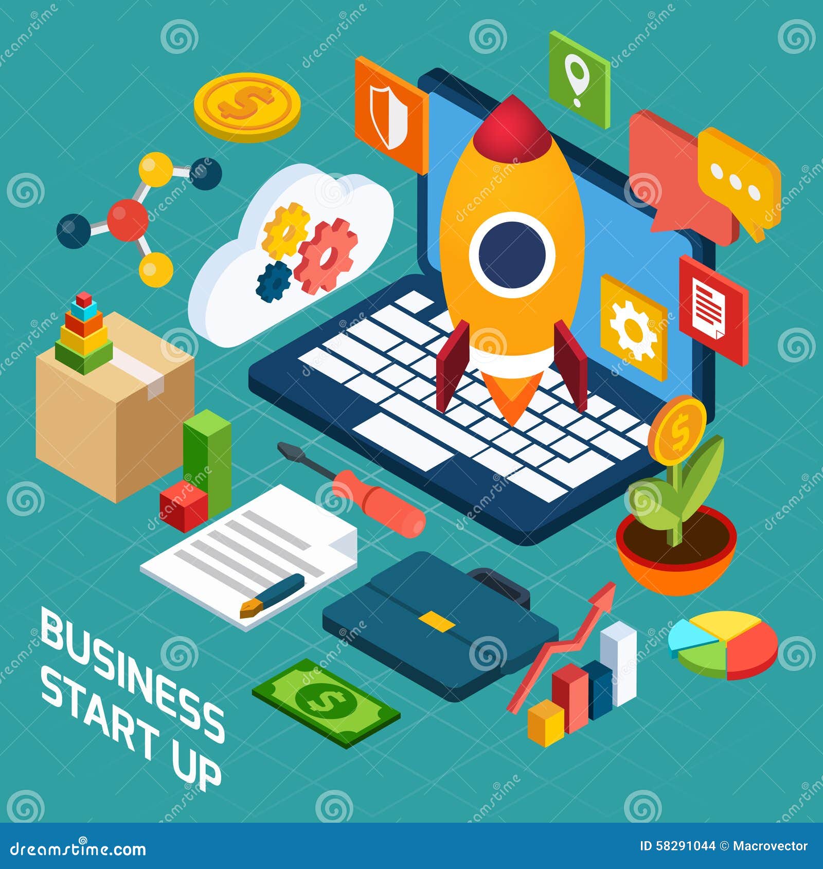 Digital Marketing Isometric Concept Stock Vector - Illustration of ...