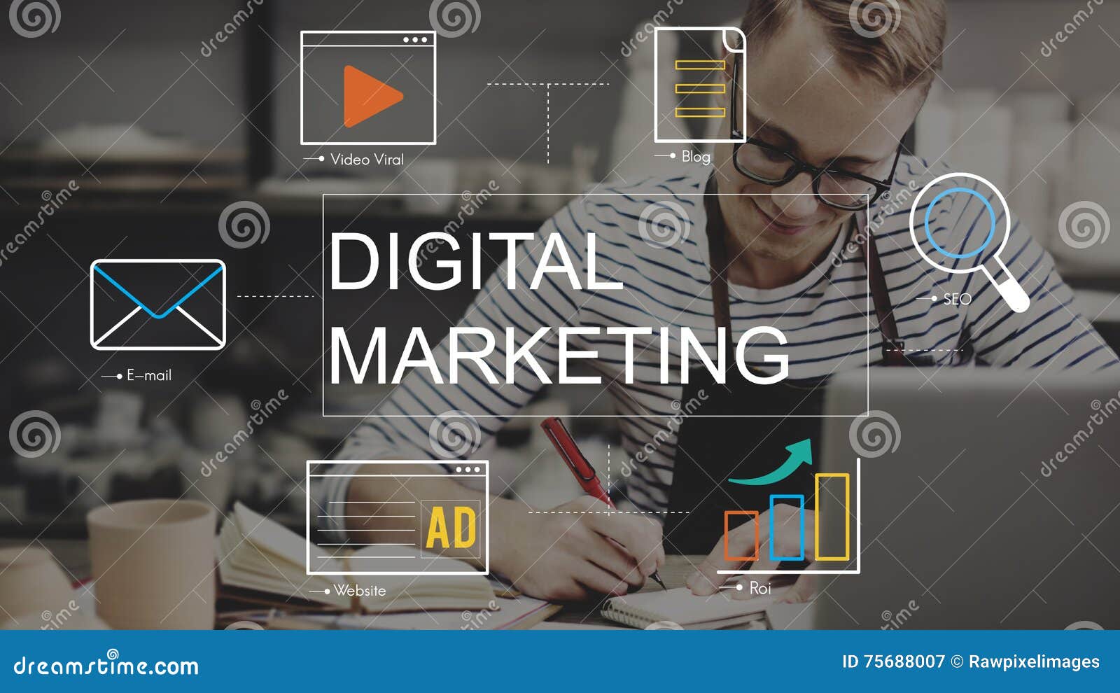 Digital Marketing Media Technology Graphic Concept Stock Image - Image ...