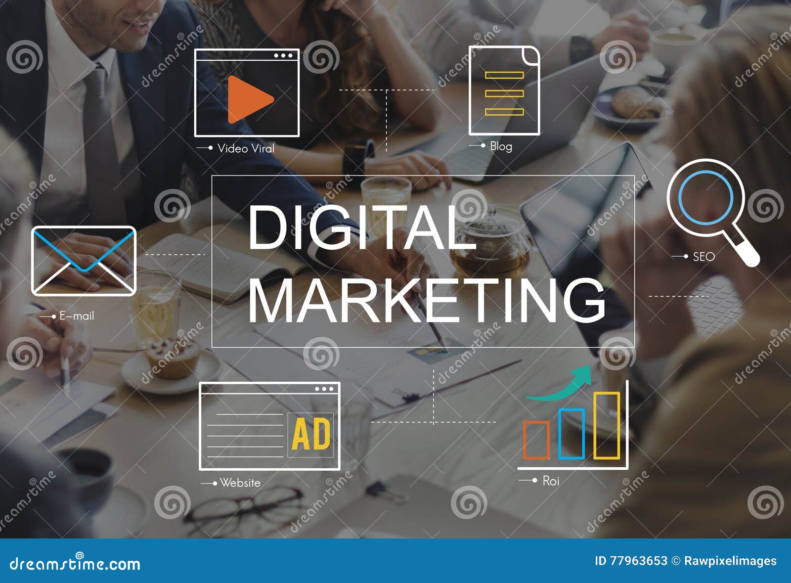 Digital Marketing Media Technology Graphic Concept Stock Illustration ...