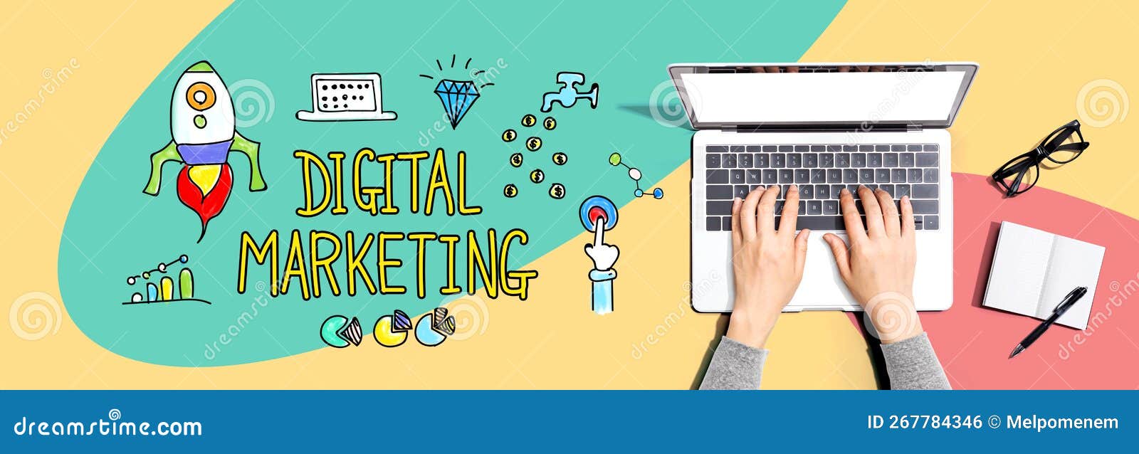 Digital Marketing with Person Using a Laptop Stock Photo - Image of ...