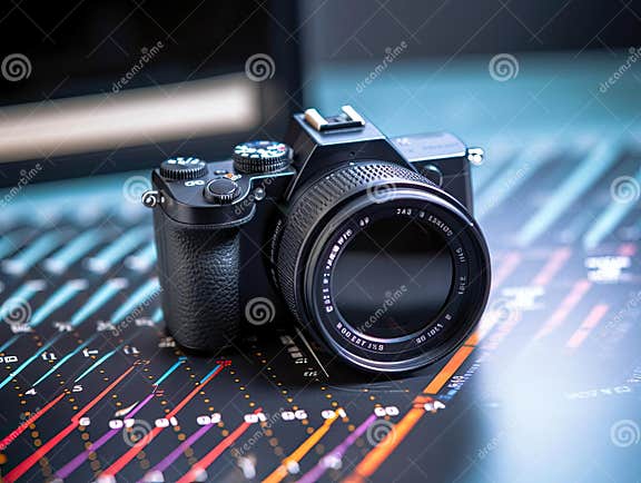 Digital Marketing Screen with Analytics Graphs Stock Illustration ...