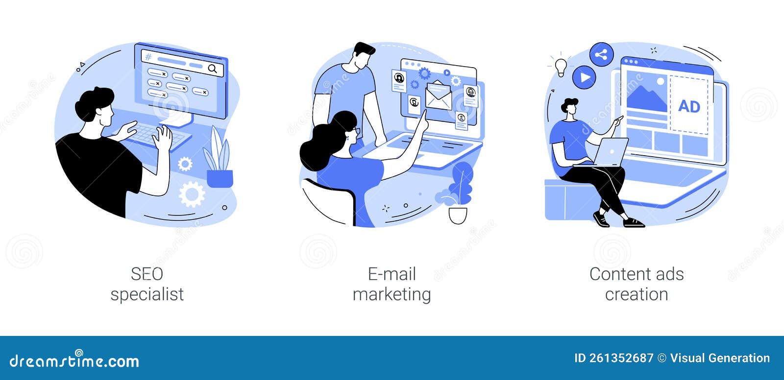 Digital Marketing Services Isolated Cartoon Vector Illustrations Se ...