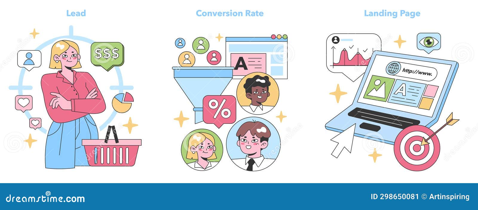 Digital Marketing Set. Flat Vector Illustration Stock Vector ...