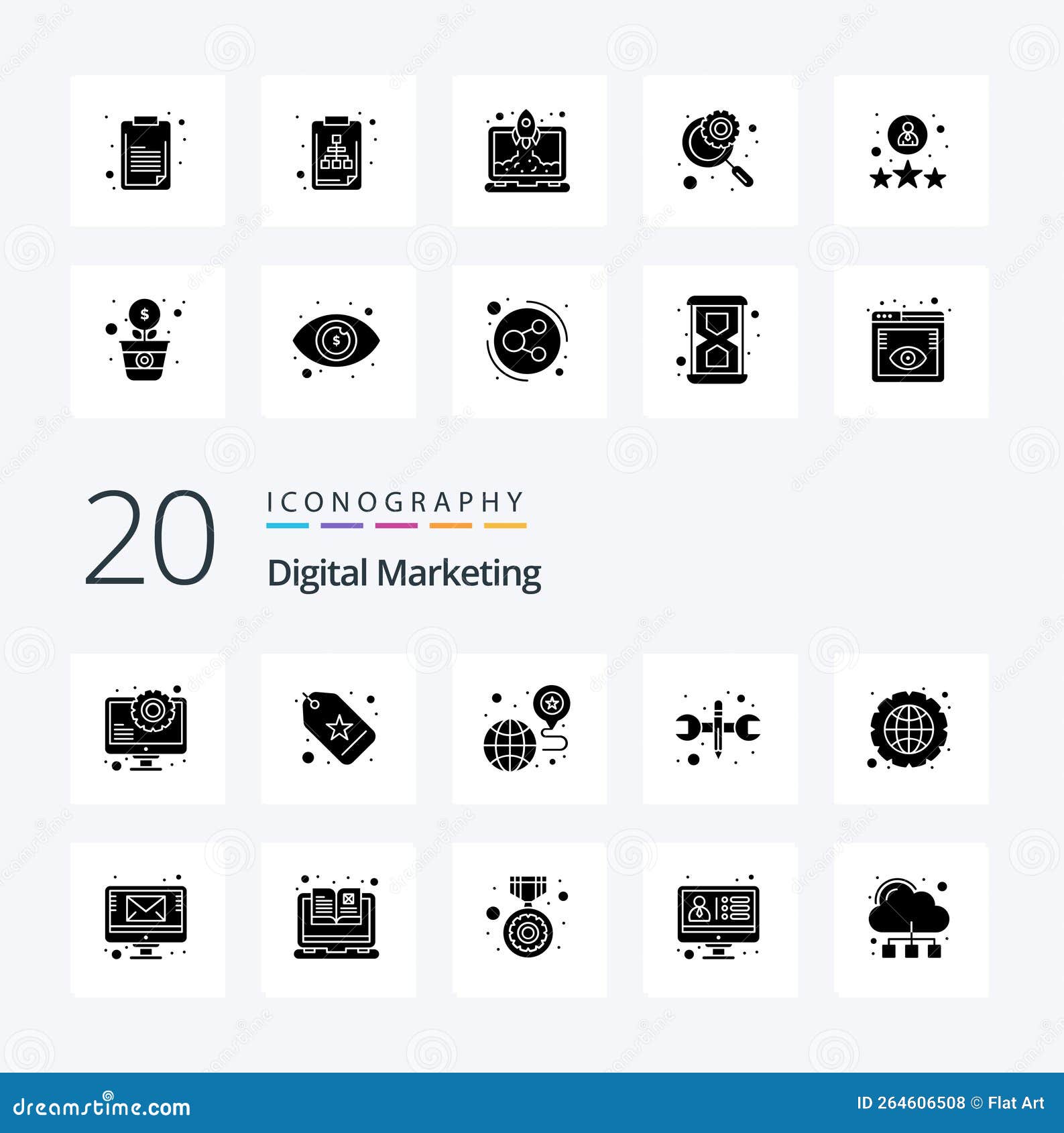 20 Digital Marketing Solid Glyph Icon Pack Like Integration Favorite ...