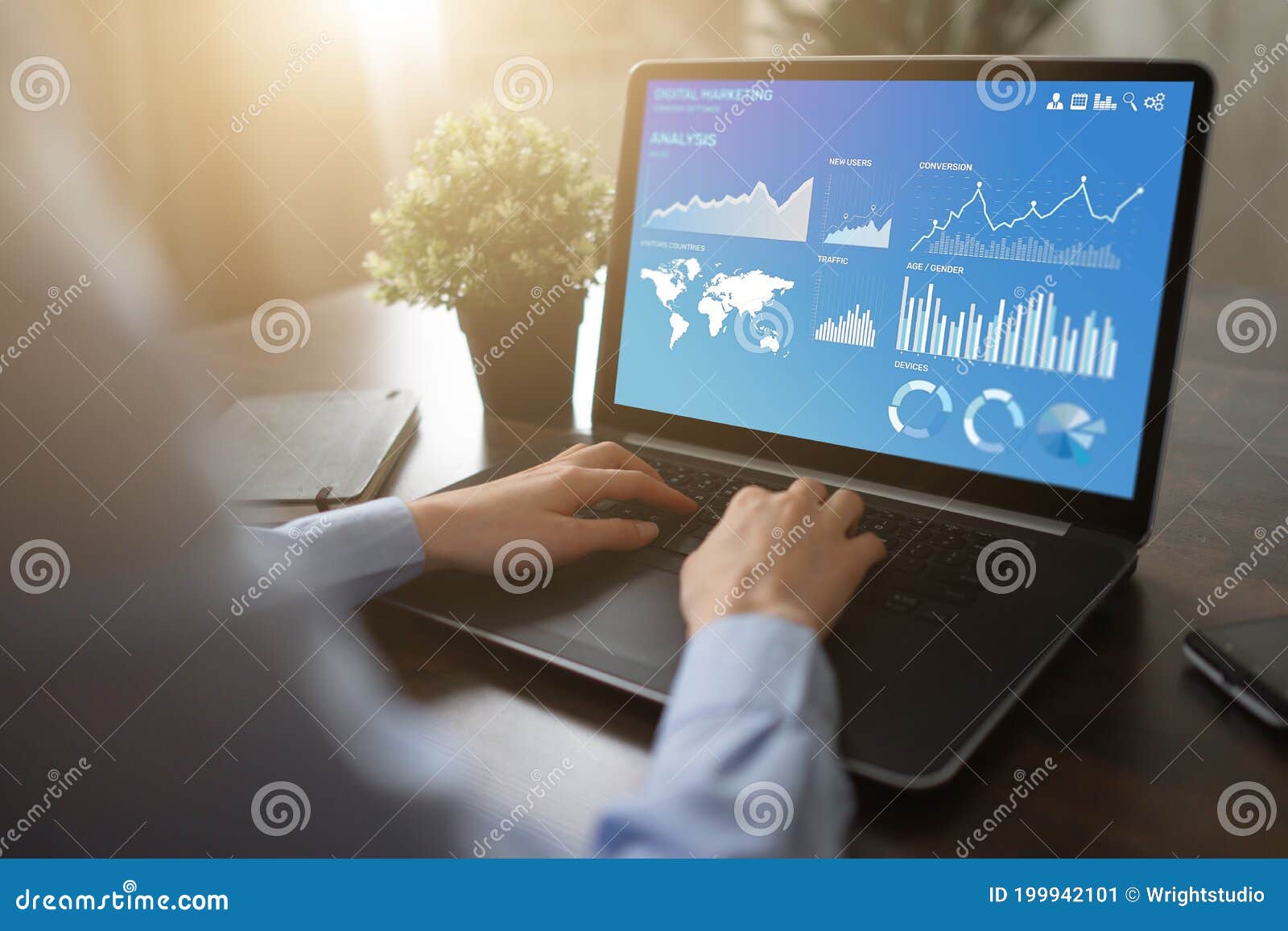Digital Marketing Strategy Dashboard on the Screen. Stock Image - Image ...