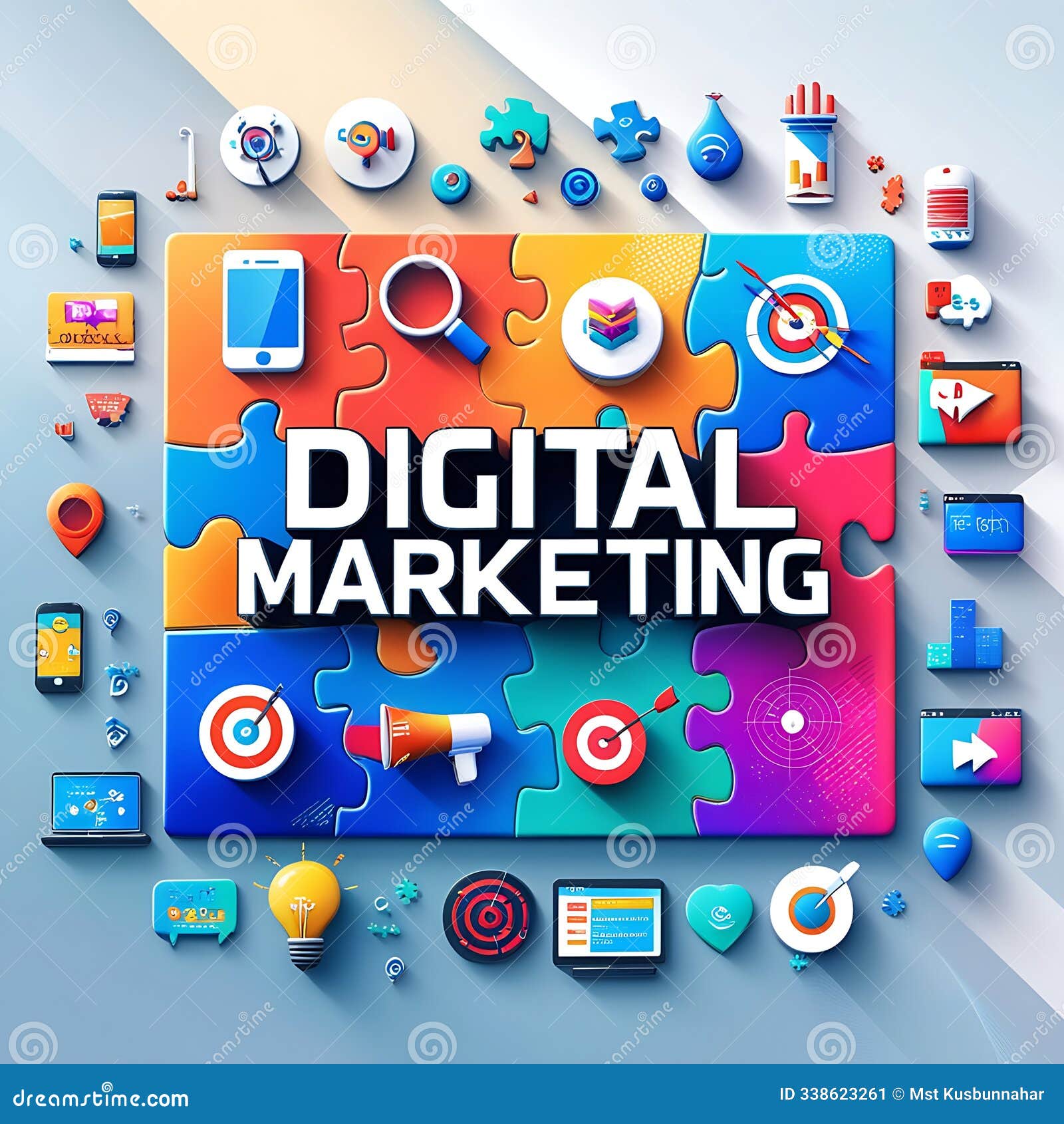 Digital Marketing Success with a Growth Chart Illustration Stock ...