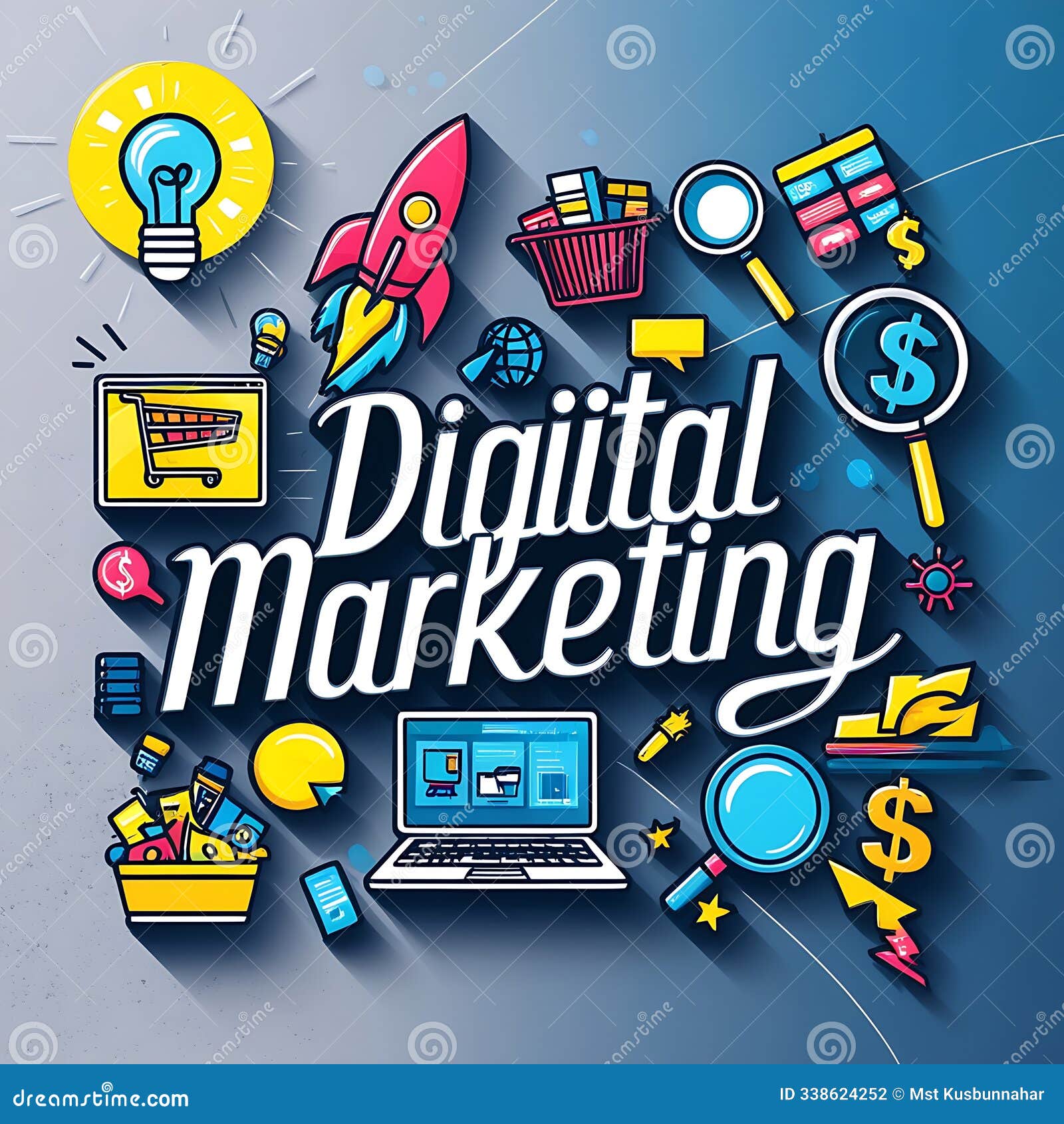 Digital Marketing Success with a Growth Chart Illustration Stock ...