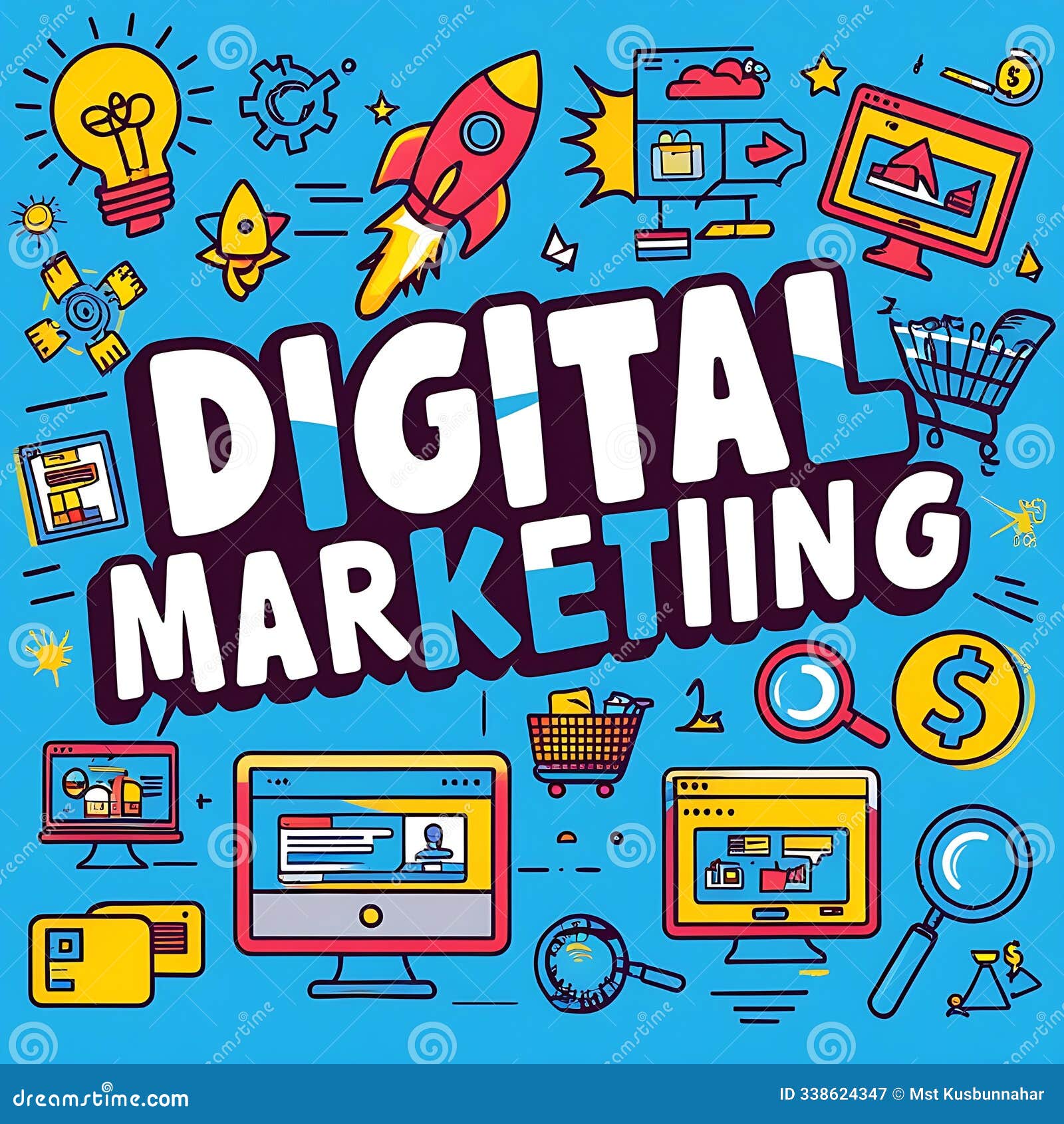 Digital Marketing Success with a Growth Chart Illustration Stock ...