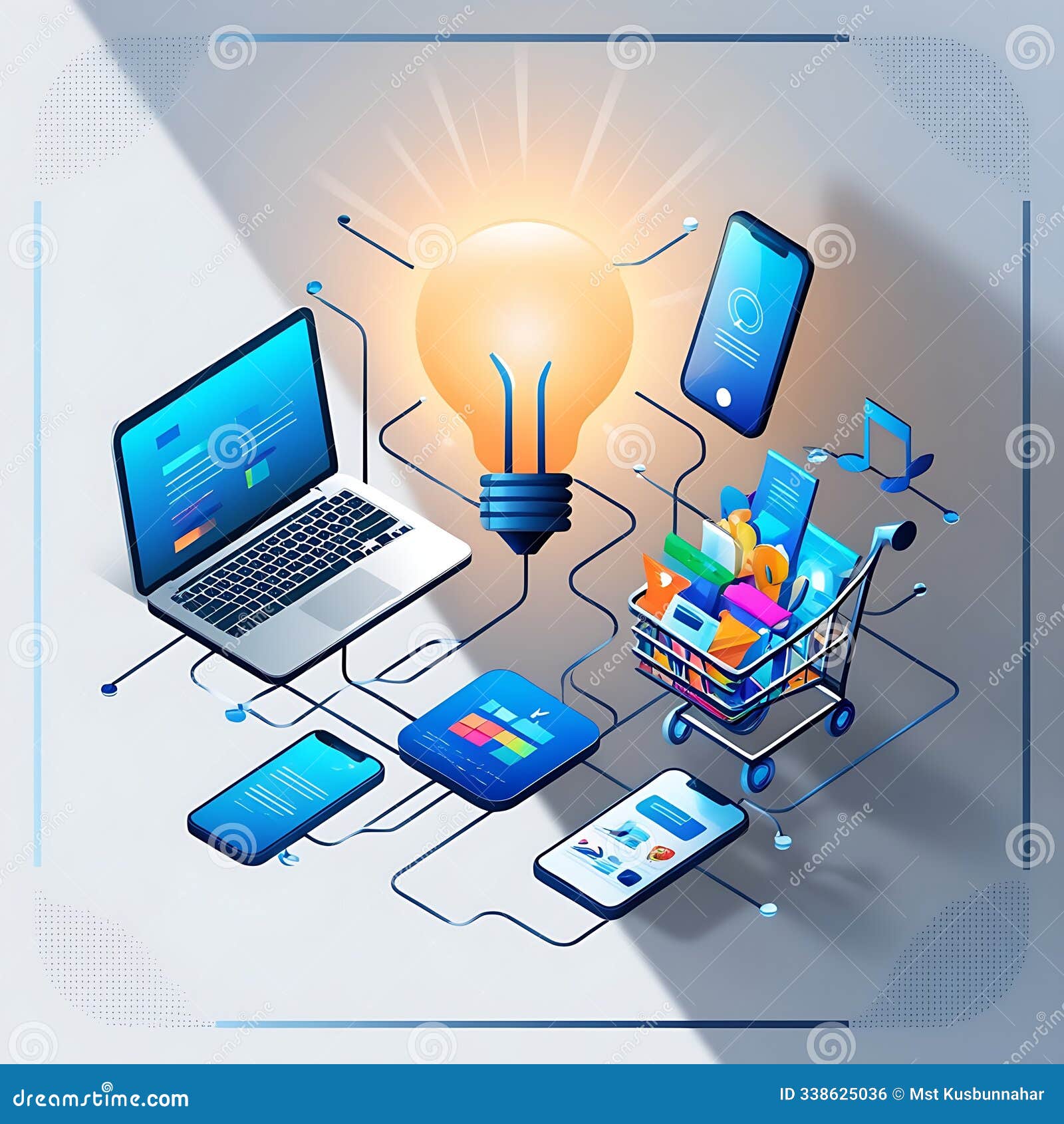 Digital Marketing Success with a Growth Chart Illustration Stock ...