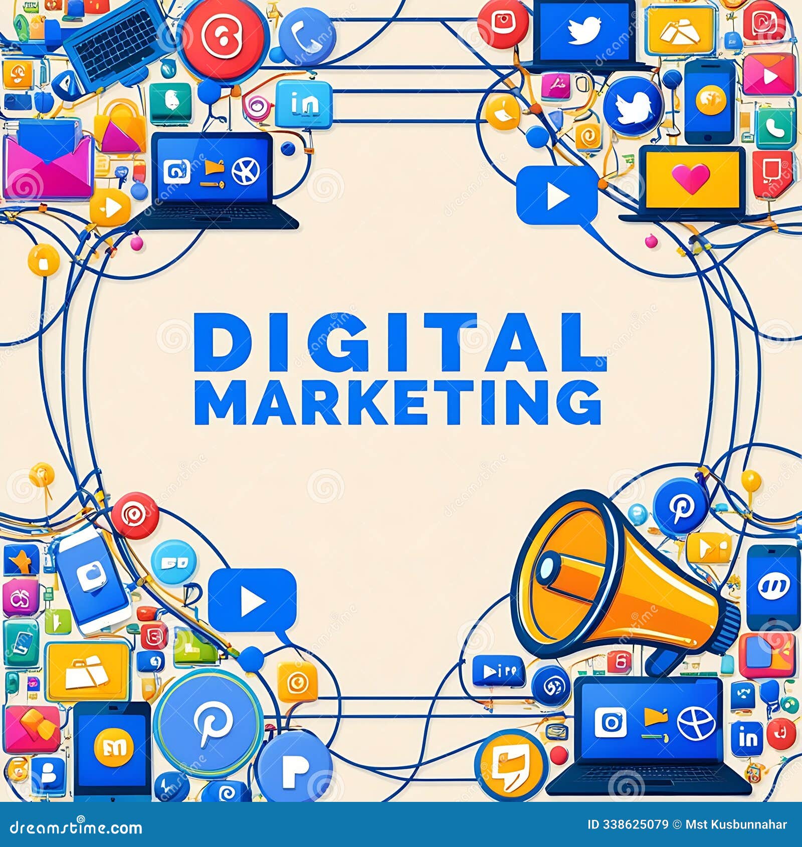 Digital Marketing Success with a Growth Chart Illustration Stock ...