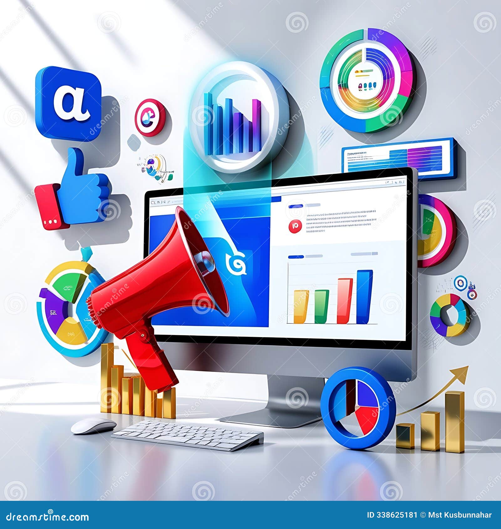 Digital Marketing Success with a Growth Chart Illustration Stock ...