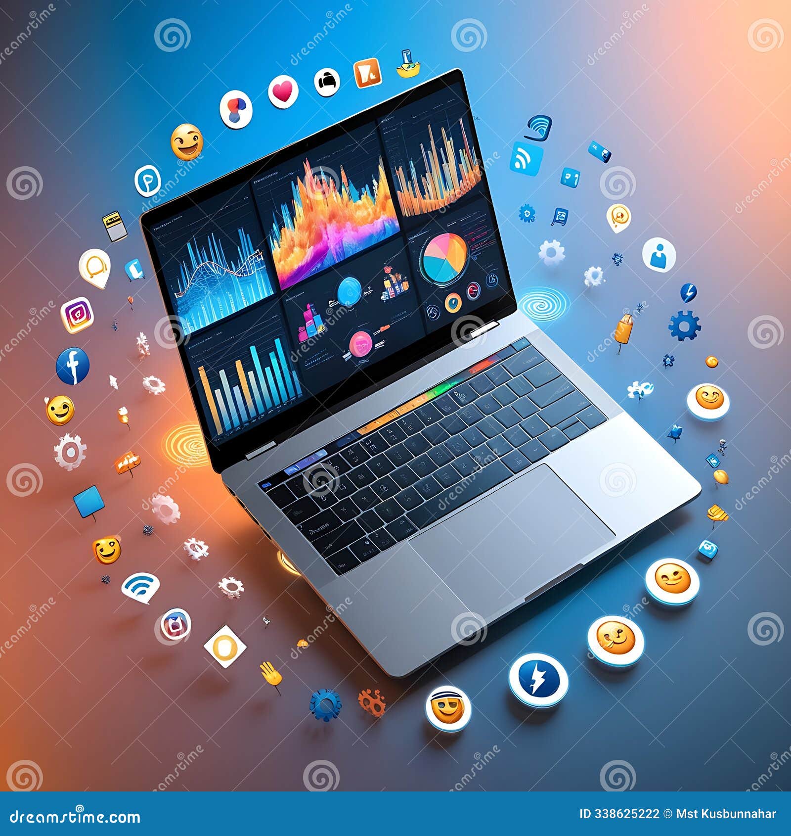 Digital Marketing Success with a Growth Chart Illustration Stock ...