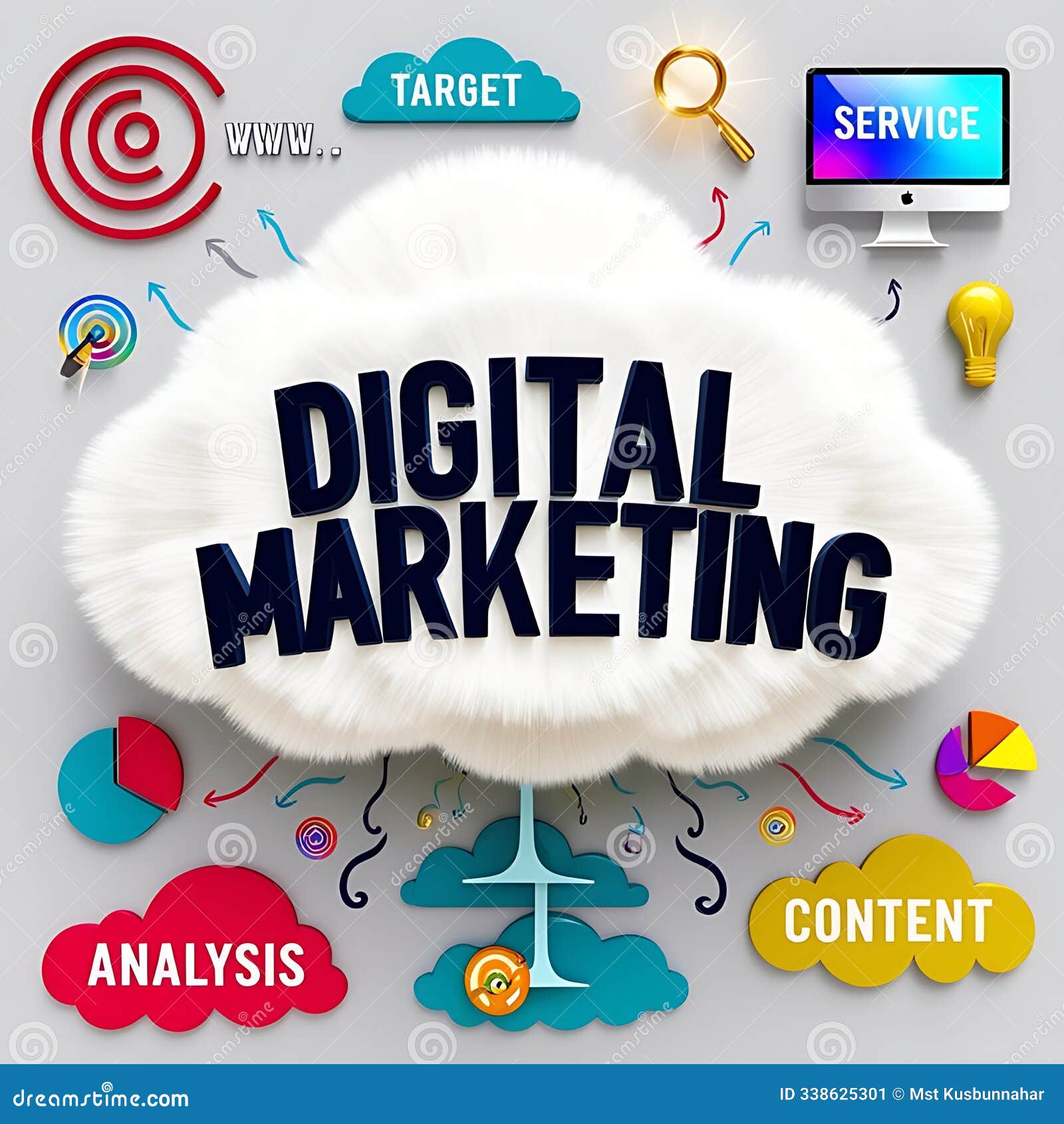 Digital Marketing Success with a Growth Chart Illustration Stock ...