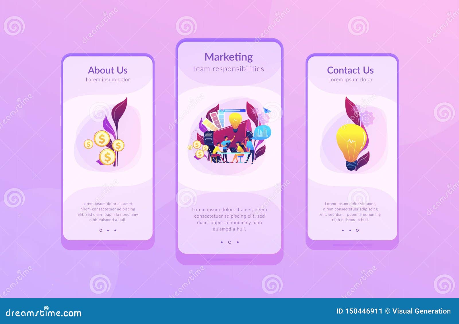 Digital Marketing Team App Interface Template. Stock Vector ...