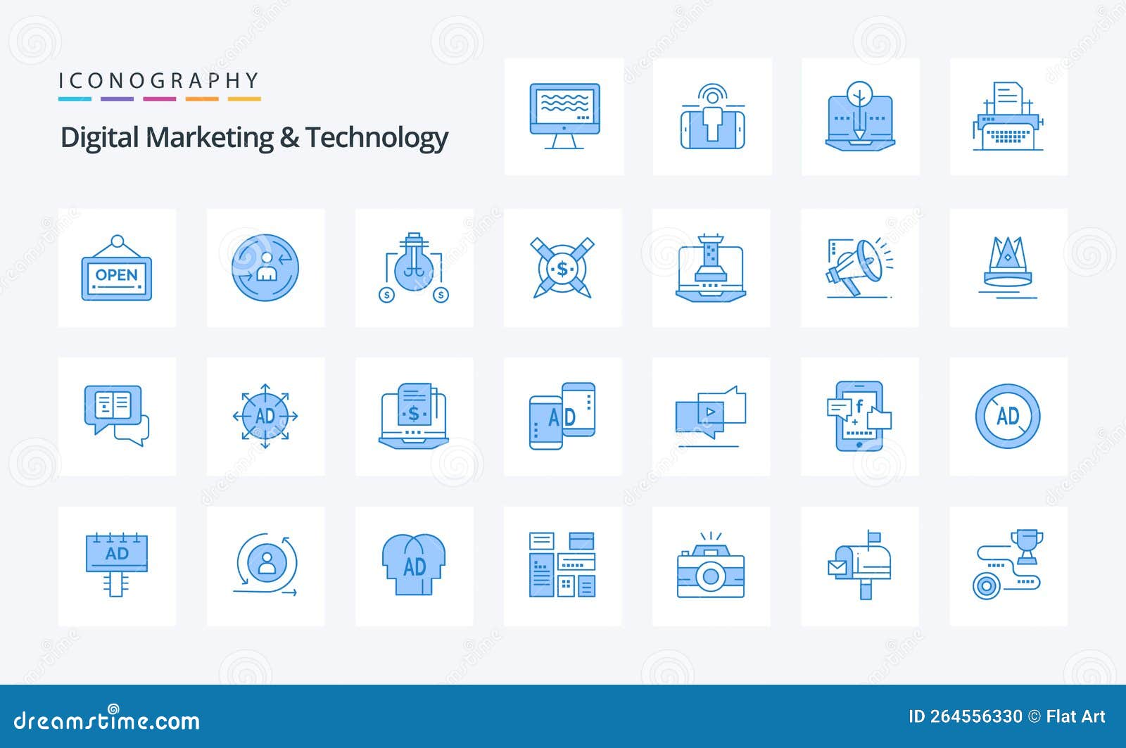 25 Digital Marketing and Technology Blue Icon Pack Stock Vector ...