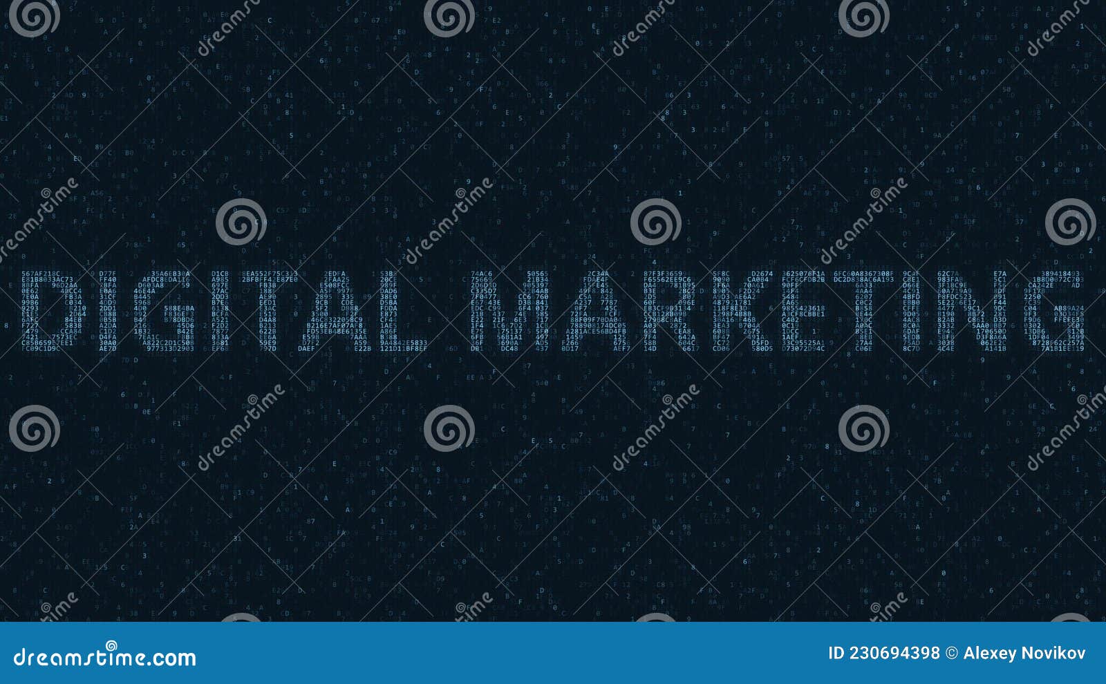 DIGITAL MARKETING Text Made with Many Symbols on Computer Screen, 3d ...