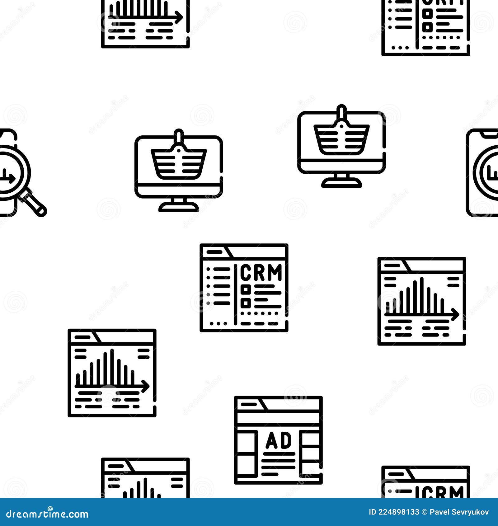 Digital Marketing Vector Seamless Pattern Stock Vector - Illustration ...