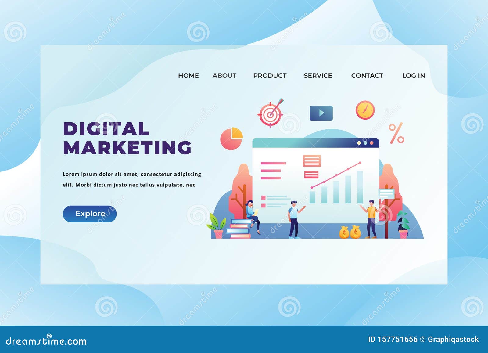 Digital Marketing - Web Page Header Landing Page Template Illustration ... Digital Marketing - Web Page Header Landing Page Template Illustration ...