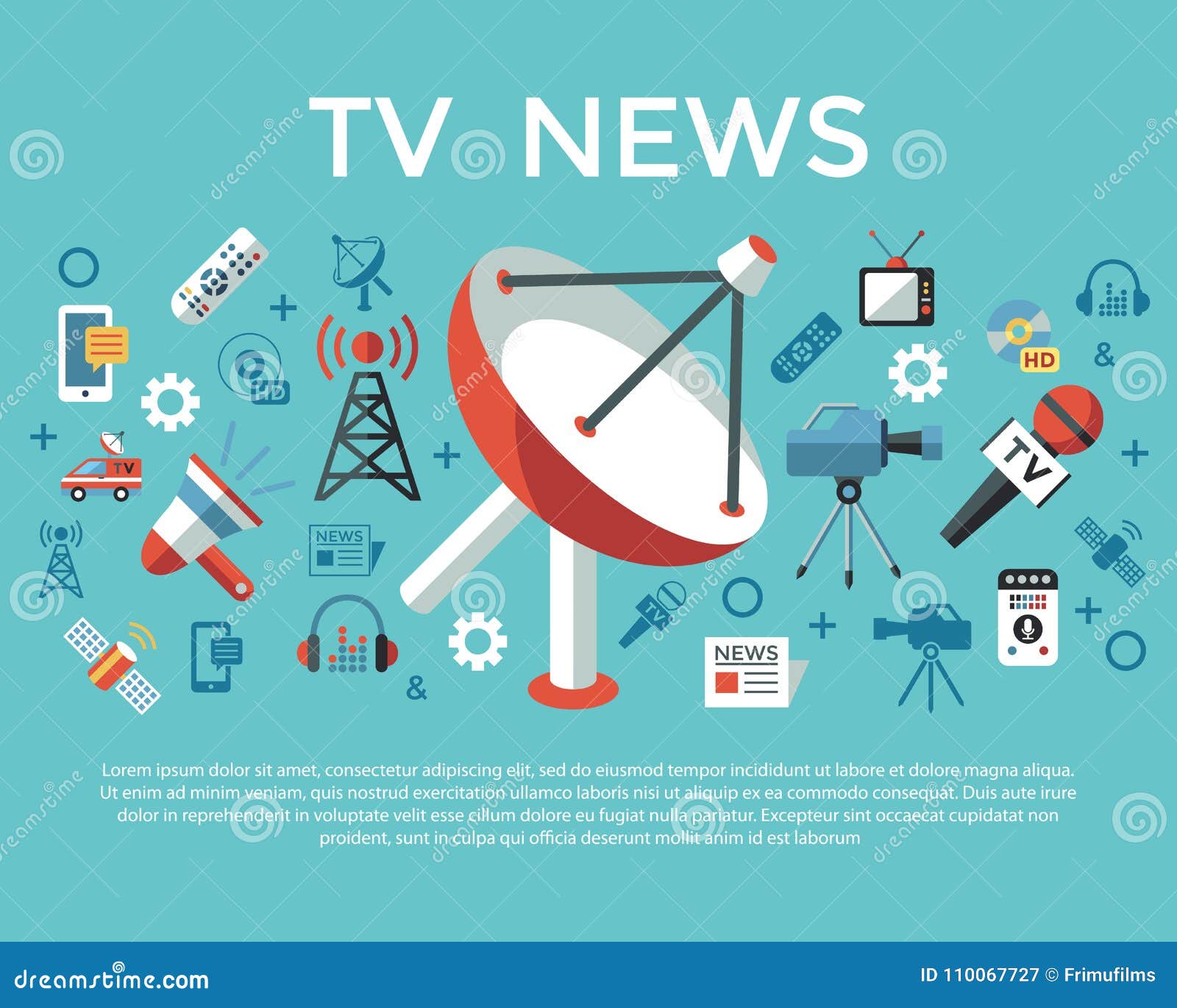 Digital Mass Media Objects Color Simple Flat Stock Illustration ...