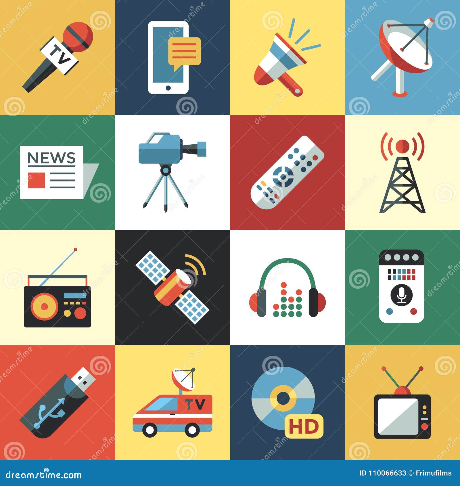 Digital Mass Media Objects Color Simple Flat Stock Illustration ...