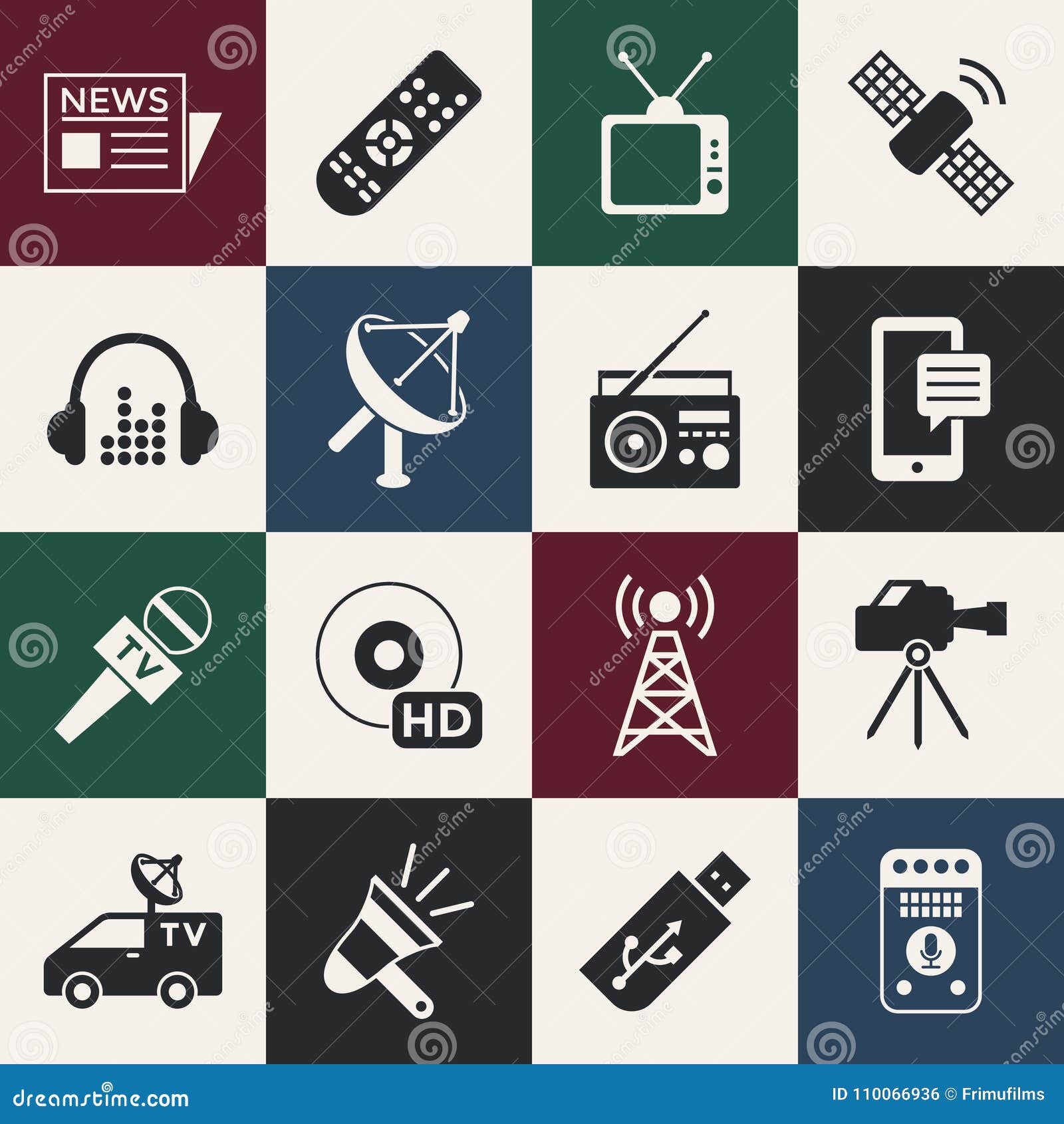 Digital Mass Media Objects Color Simple Flat Stock Illustration ...