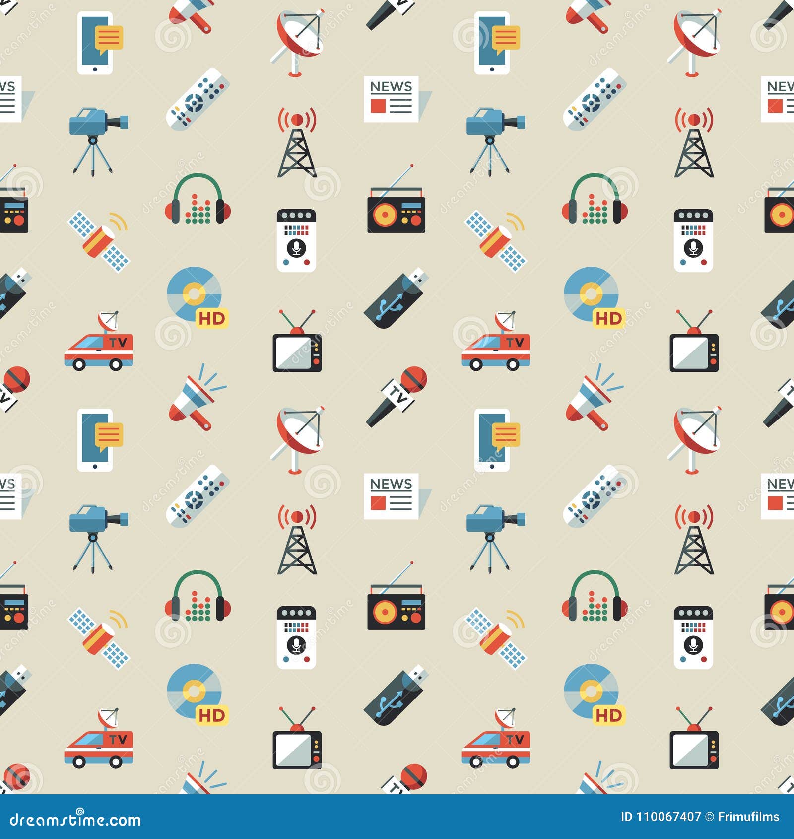 Digital Mass Media Objects Color Simple Flat Stock Illustration ...