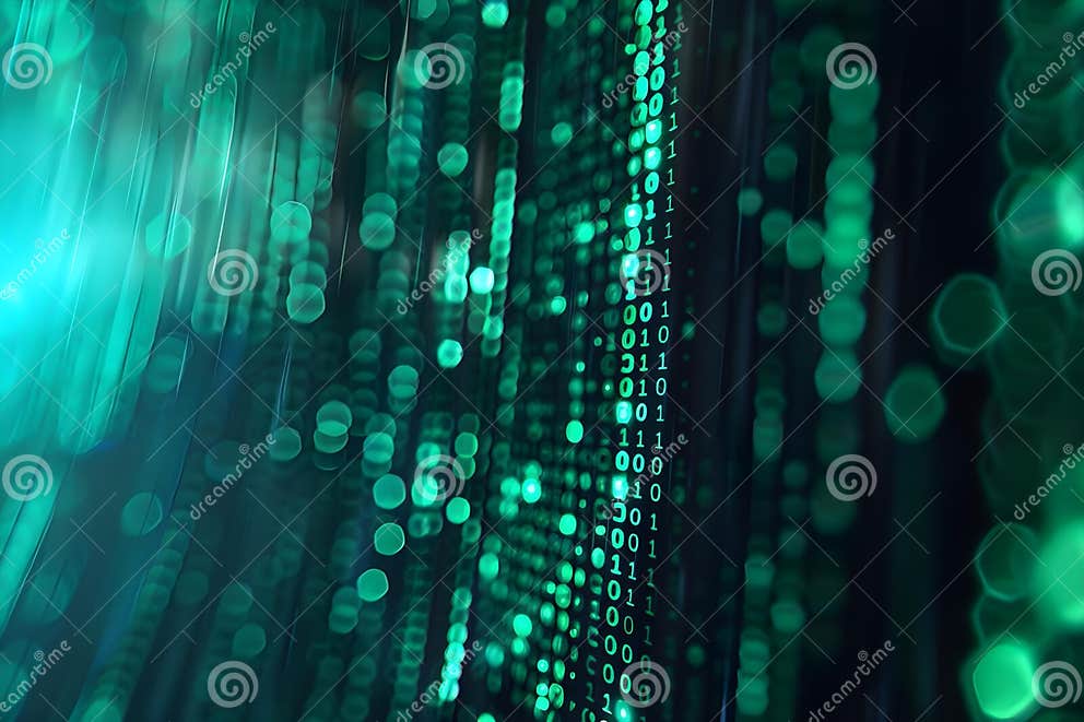 Digital Matrix Background with Binary Code for Internet Security and ...