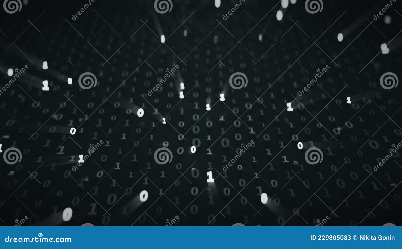 Digital Matrix of Binary Code Symbols 3D Render Stock Illustration - Illustration of code ...