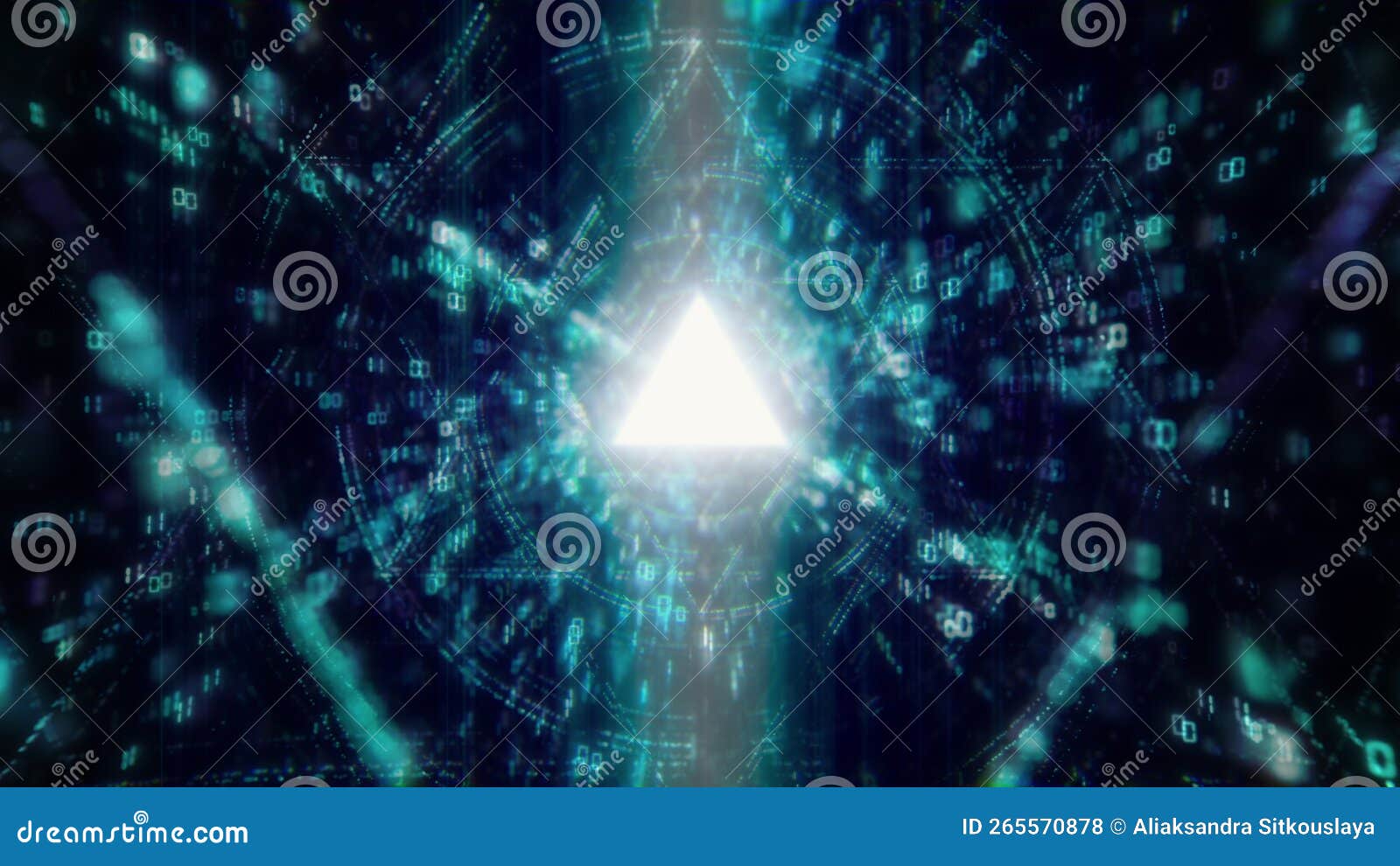 Digital Matrix Core Tunnel of Binar Lights, Neon Glowing Rays Loop in ...