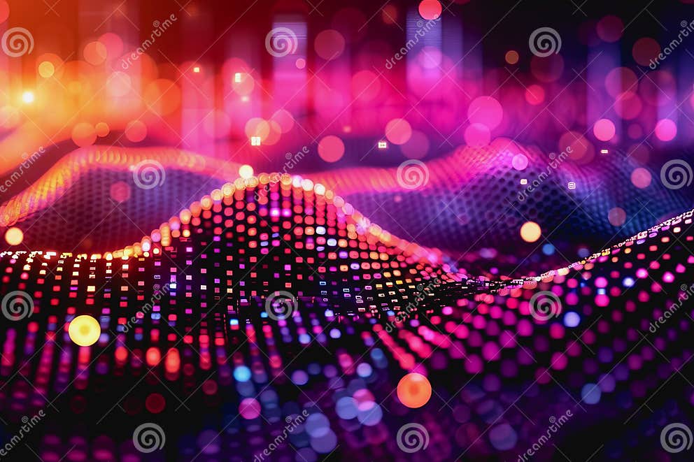 Digital Matrix Data Waveform on Music Dynamic Wave Abstract Concept ...