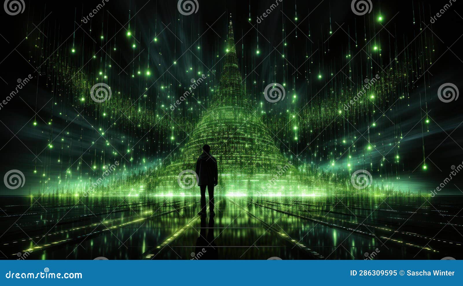 Digital Matrix: Green Code Unveiled Stock Illustration - Illustration ...