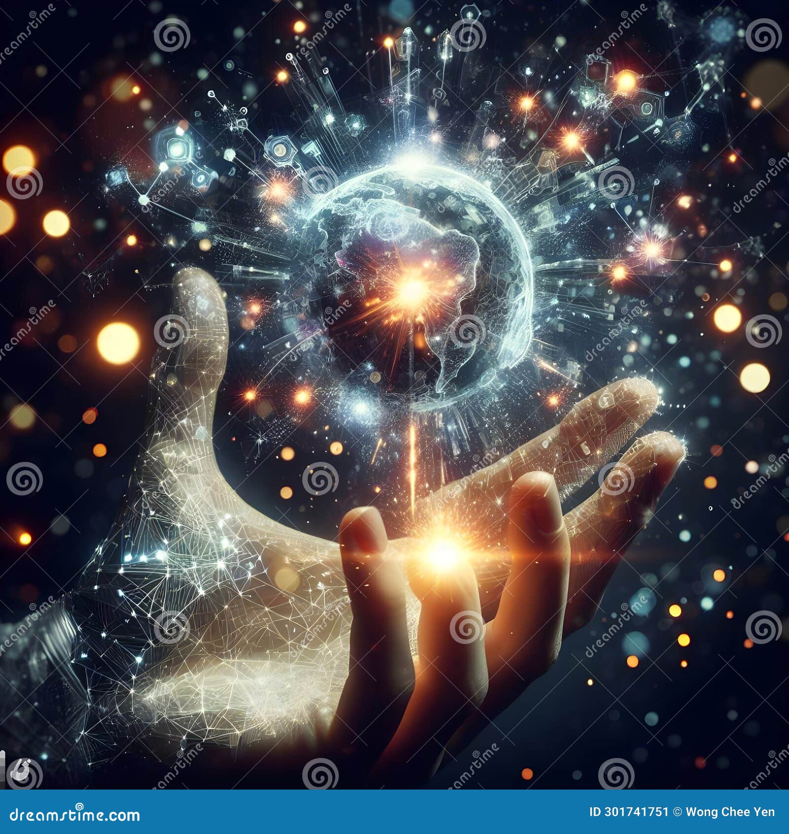Digital Matrix Hand Global Sparks Connections Data Science Stock Image ...