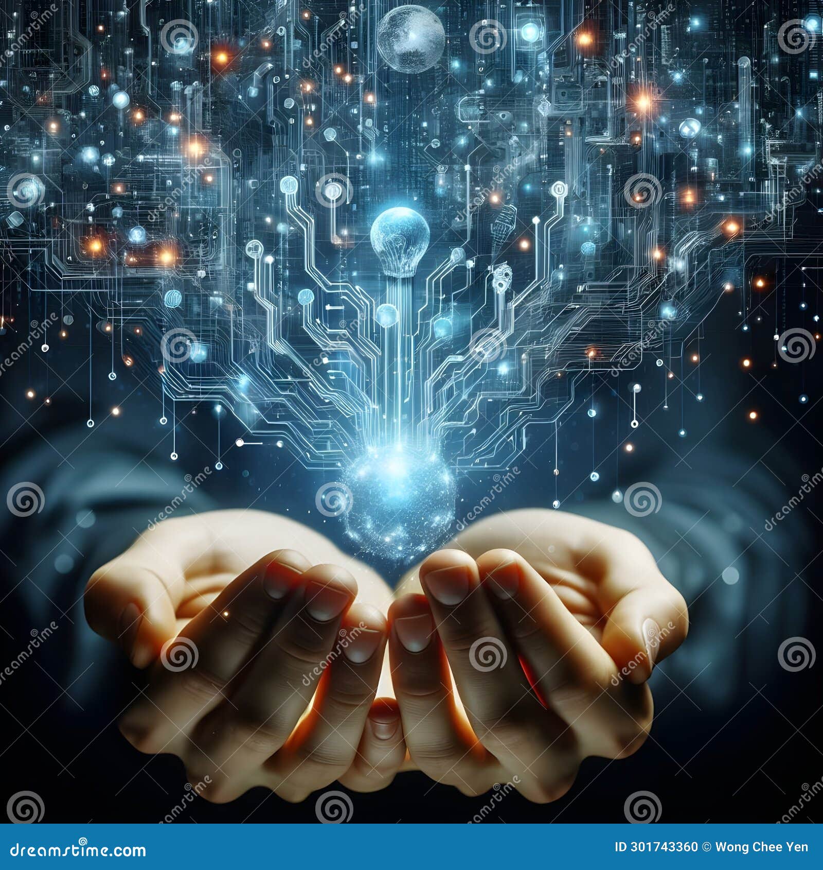 Digital Matrix Hands Computers Electronics Connections Stock Photo ...