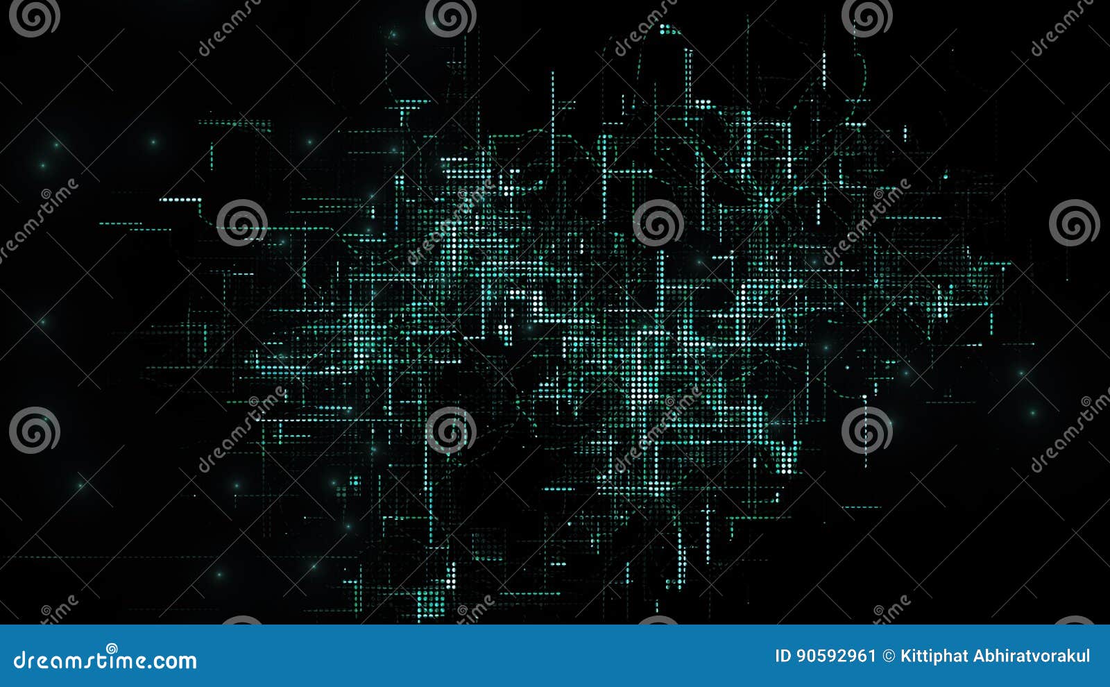 Digital Matrix Particles Grid Stock Illustration - Illustration of ...