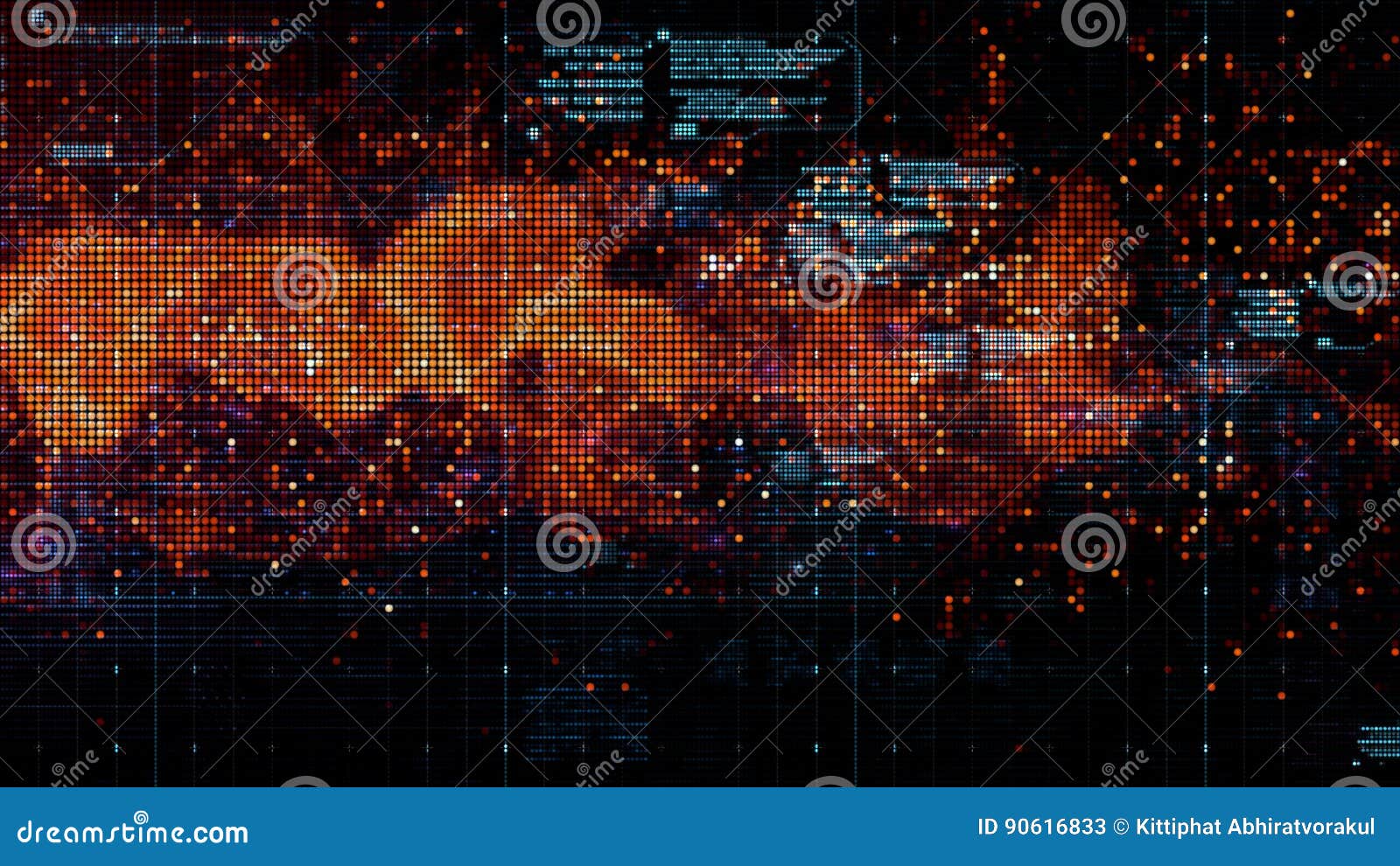 Digital Matrix Particles Grid Stock Illustration - Illustration of ...