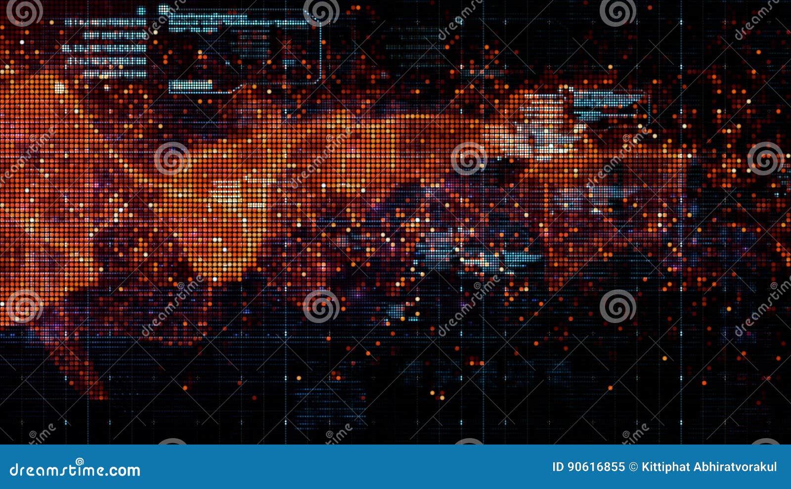 Digital Matrix Particles Grid Stock Illustration - Illustration of ...