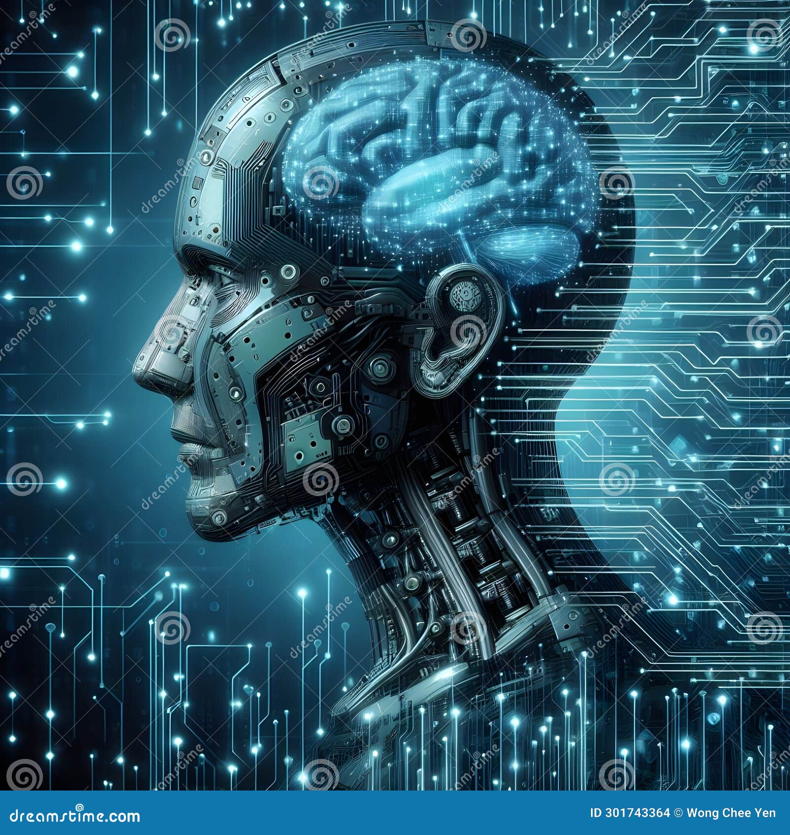 Digital Matrix Tech Artificial Intelligence Robot Brain Connections ...