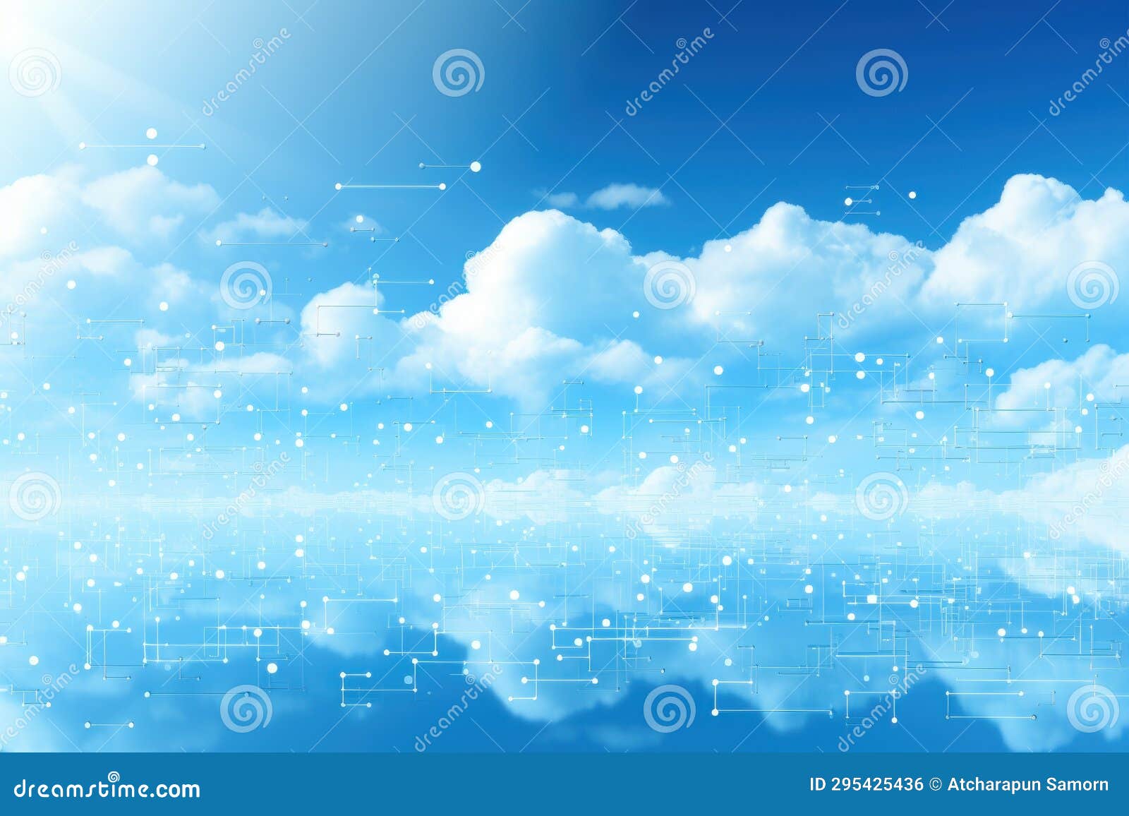 Digital Matrix Theme Light Blue Sky and Clouds Backgrounds Stock ...