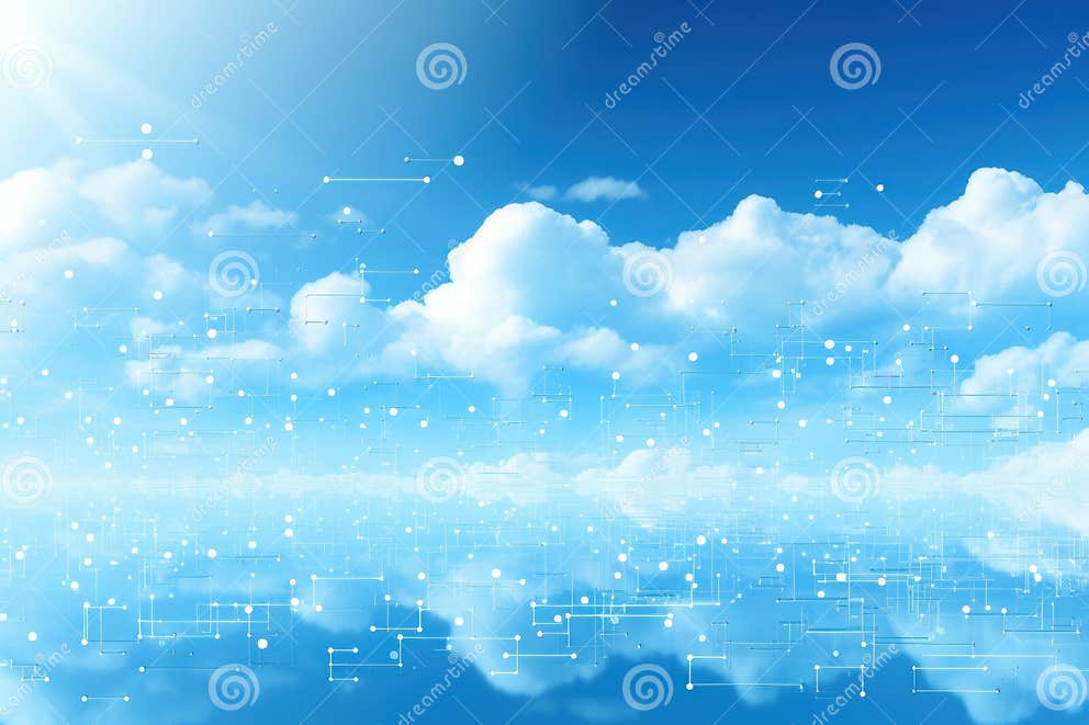 Digital Matrix Theme Light Blue Sky and Clouds Backgrounds Stock ...